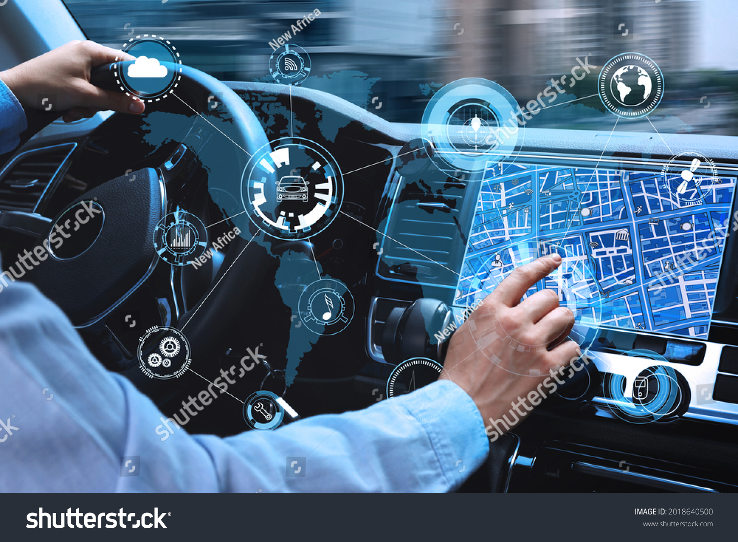 Man using navigation system while driving car closeup_站酷海洛_正版图片_视频_字体 ...