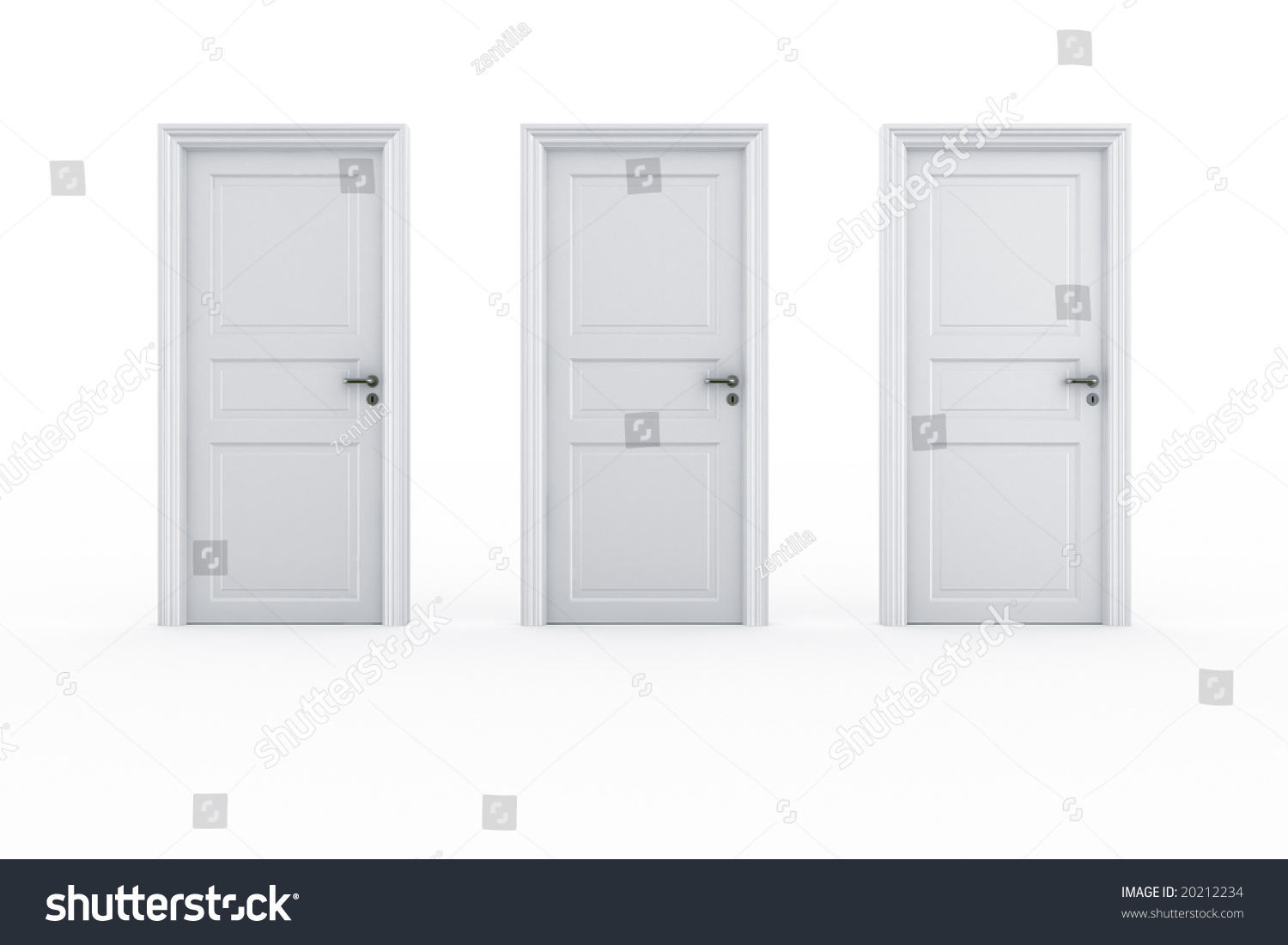 3d rendering of 3 doors on a row_站酷海洛_正版图片_视频_字体_音乐素材交易平台_站酷旗下品牌