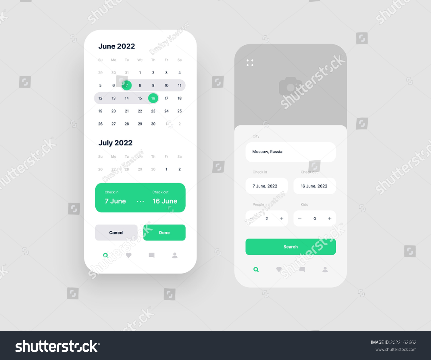 Mobile app interface design for rent apartment. Use design for web ...
