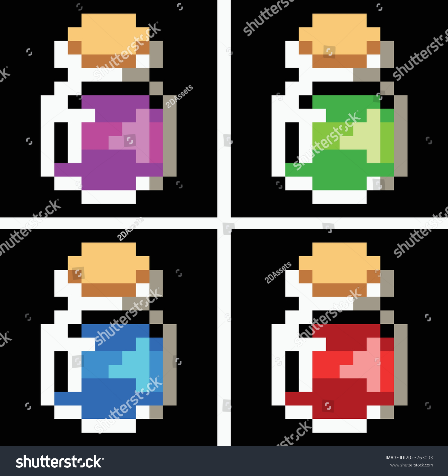 Retro Pixel Art - Game Assets - Mana Health Poison Bottles_站酷海洛_正版图片_视频 ...