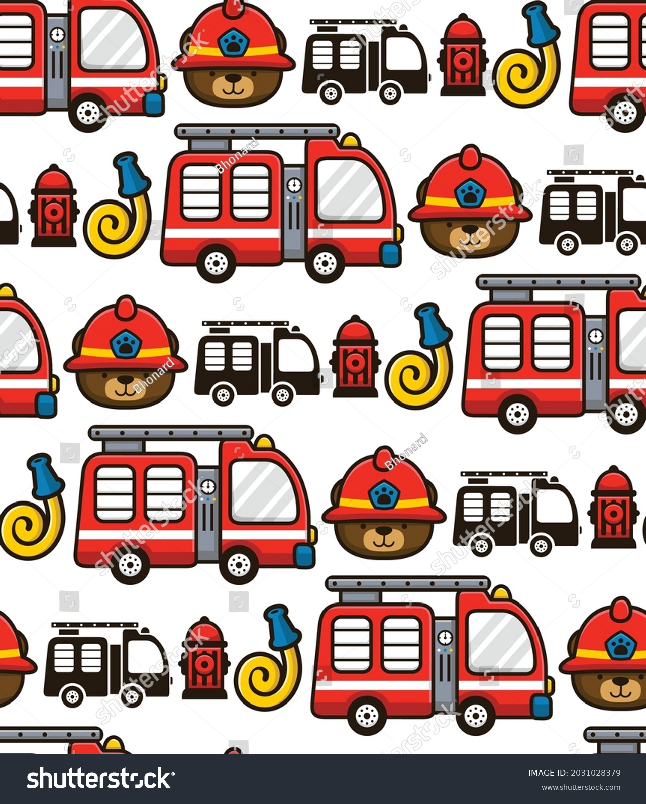 Seamless pattern vector of firefighter with firefighter elements_站酷海洛 ...