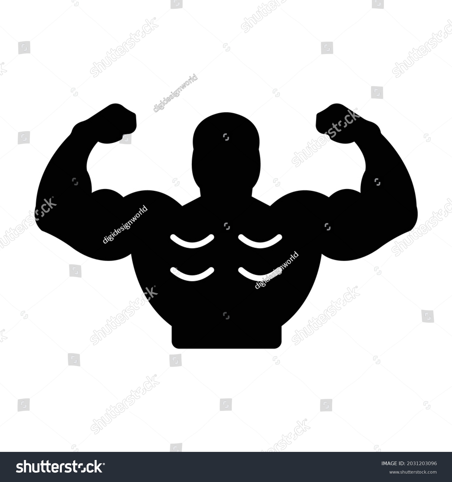 Bodybuilding man Glyph Style vector icon which can easily modify or ...