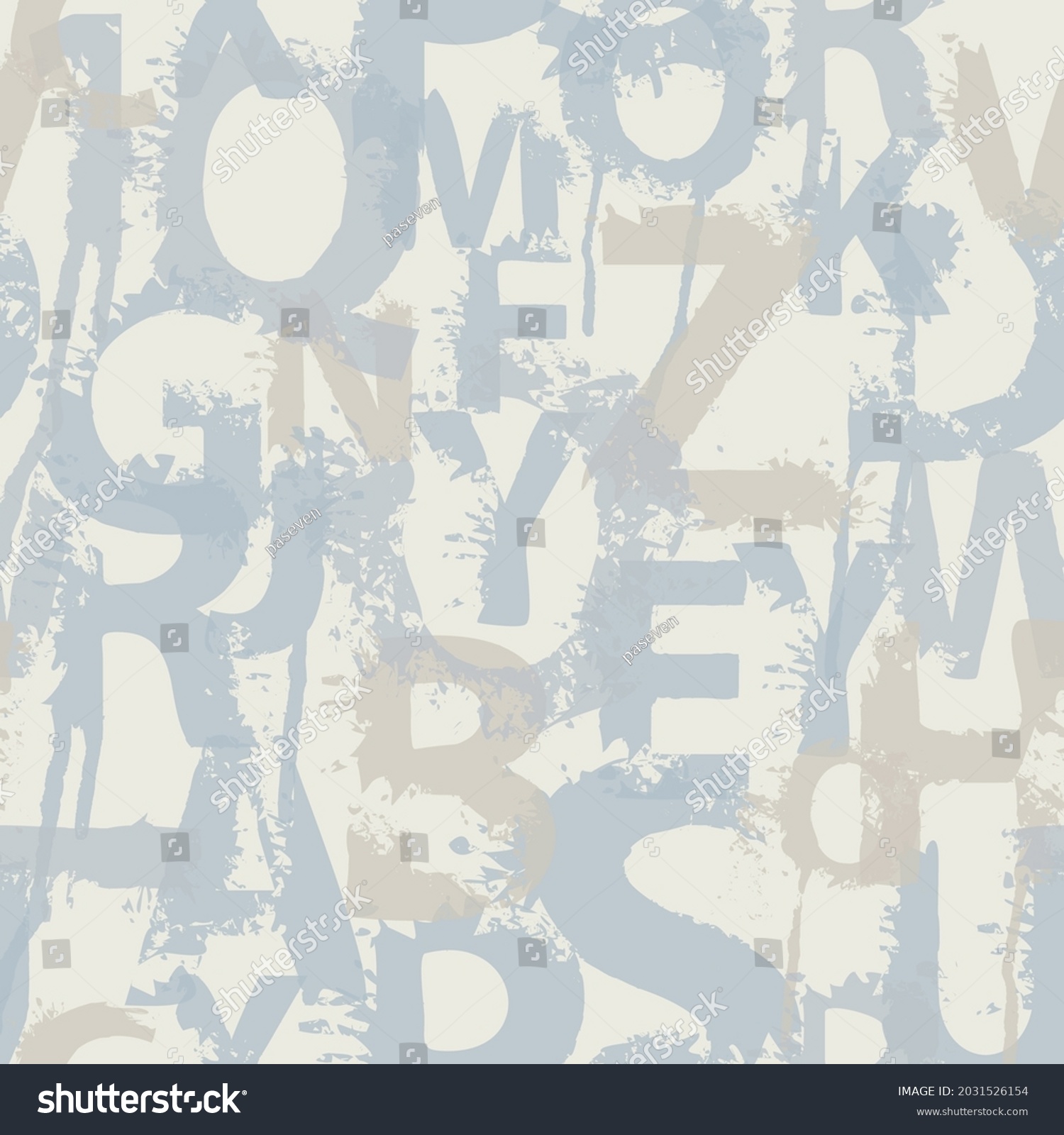 Abstract seamless pattern with alphabet letters in form of watercolor ...