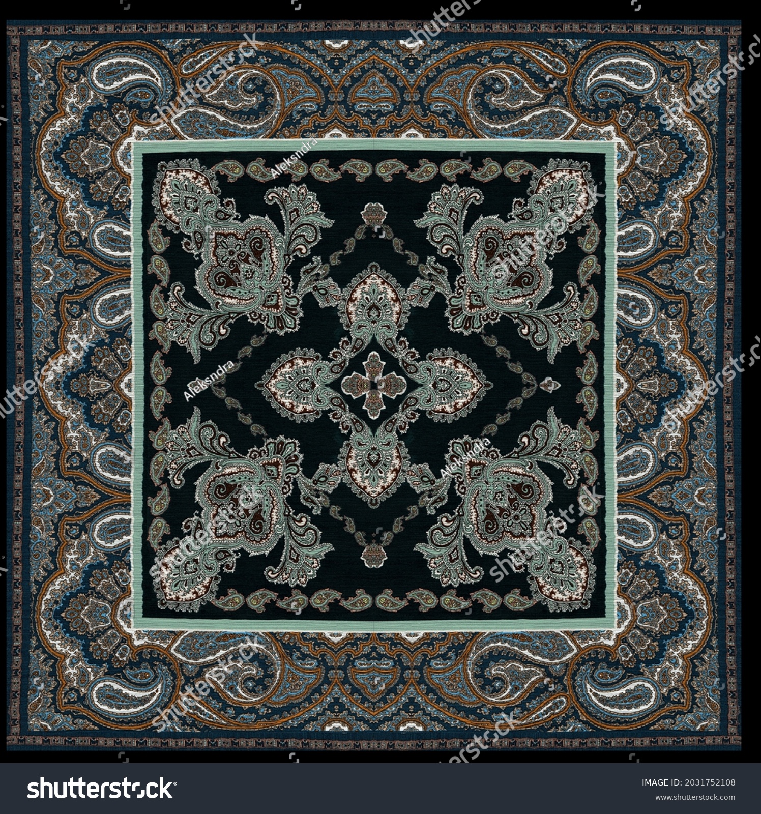 Paisley pattern patchwork black seample motif art carpet ethtic retro ...