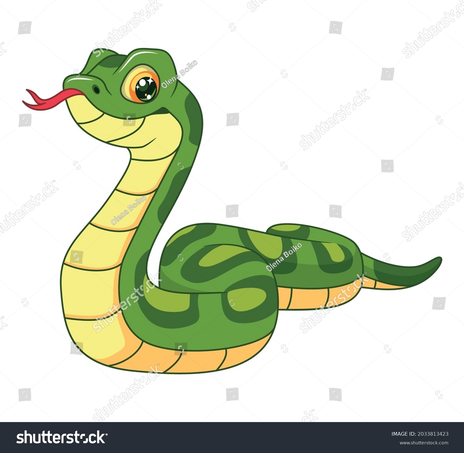 Slithering snake. Cartoon vector illustration_站酷海洛_正版图片_视频_字体_音乐素材交易平台 ...
