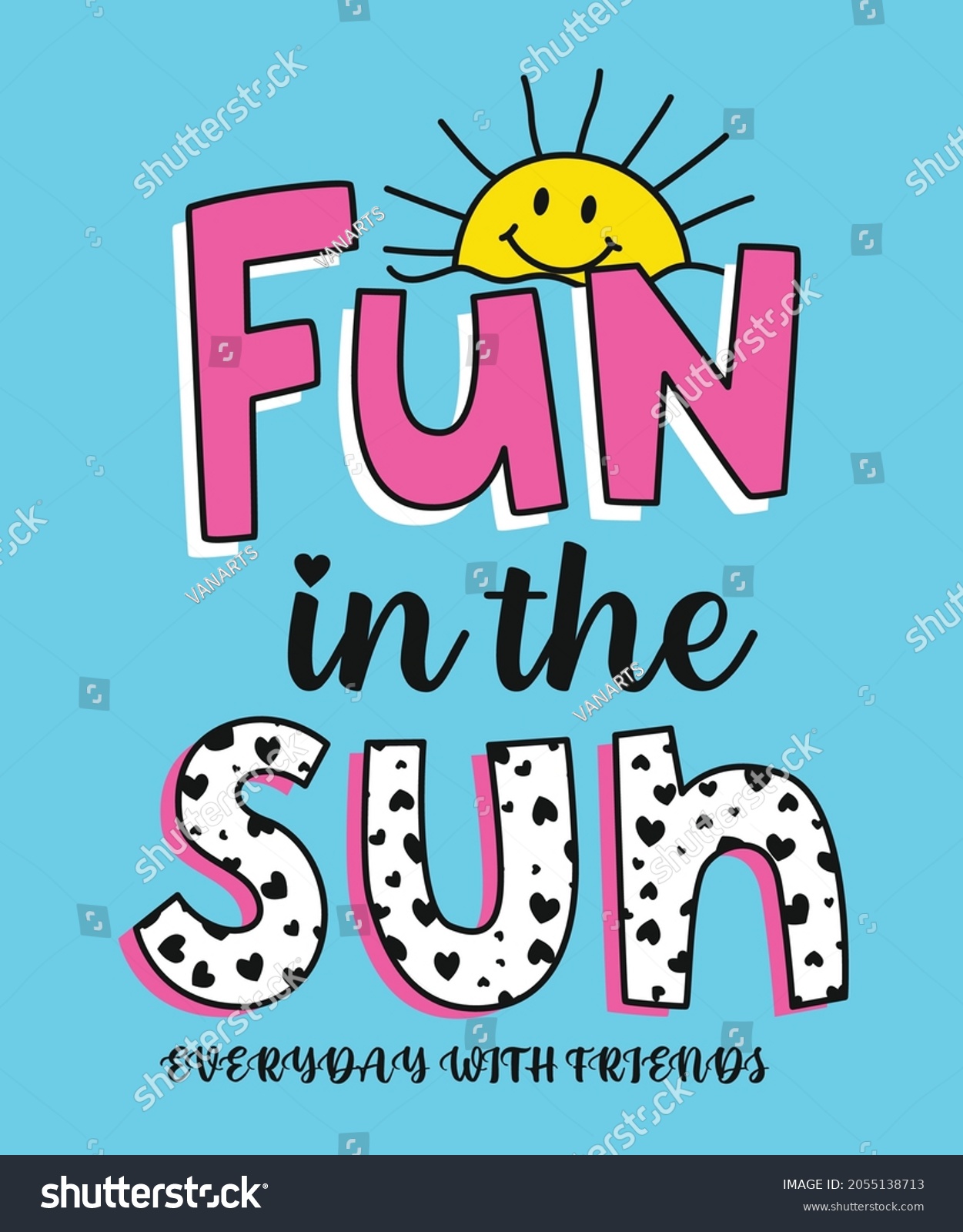 fun in the sun girls graphic tees vector designs and other uses_站酷海洛_正版 ...