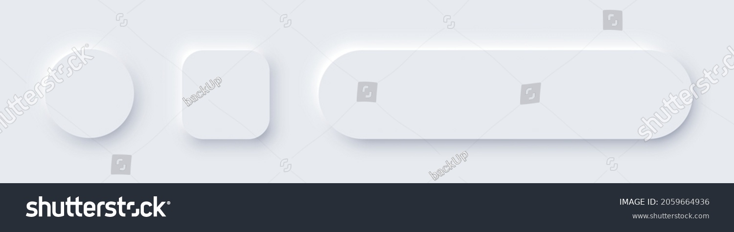 Neumorphism button design set vector illustration. Slider element for website mobile app menu ...