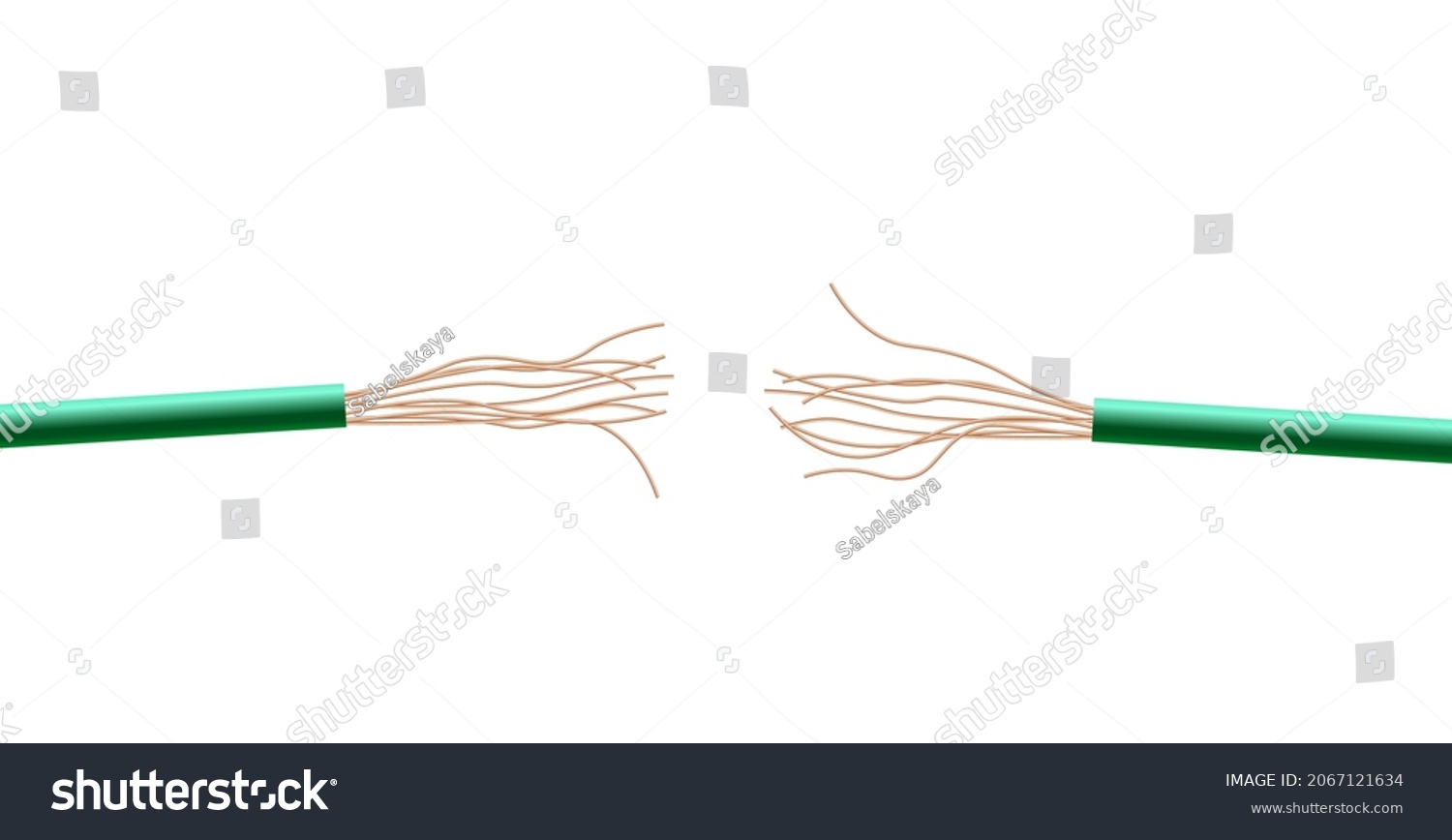 Broken electrical cable with exposed wires template realistic vector ...