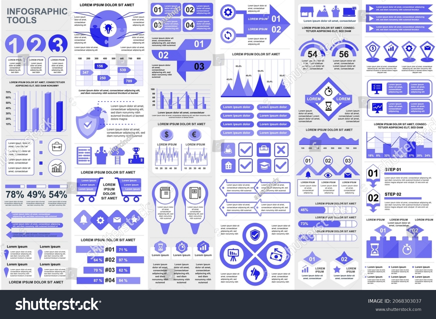 Bundle infographic elements data visualization vector design template ...