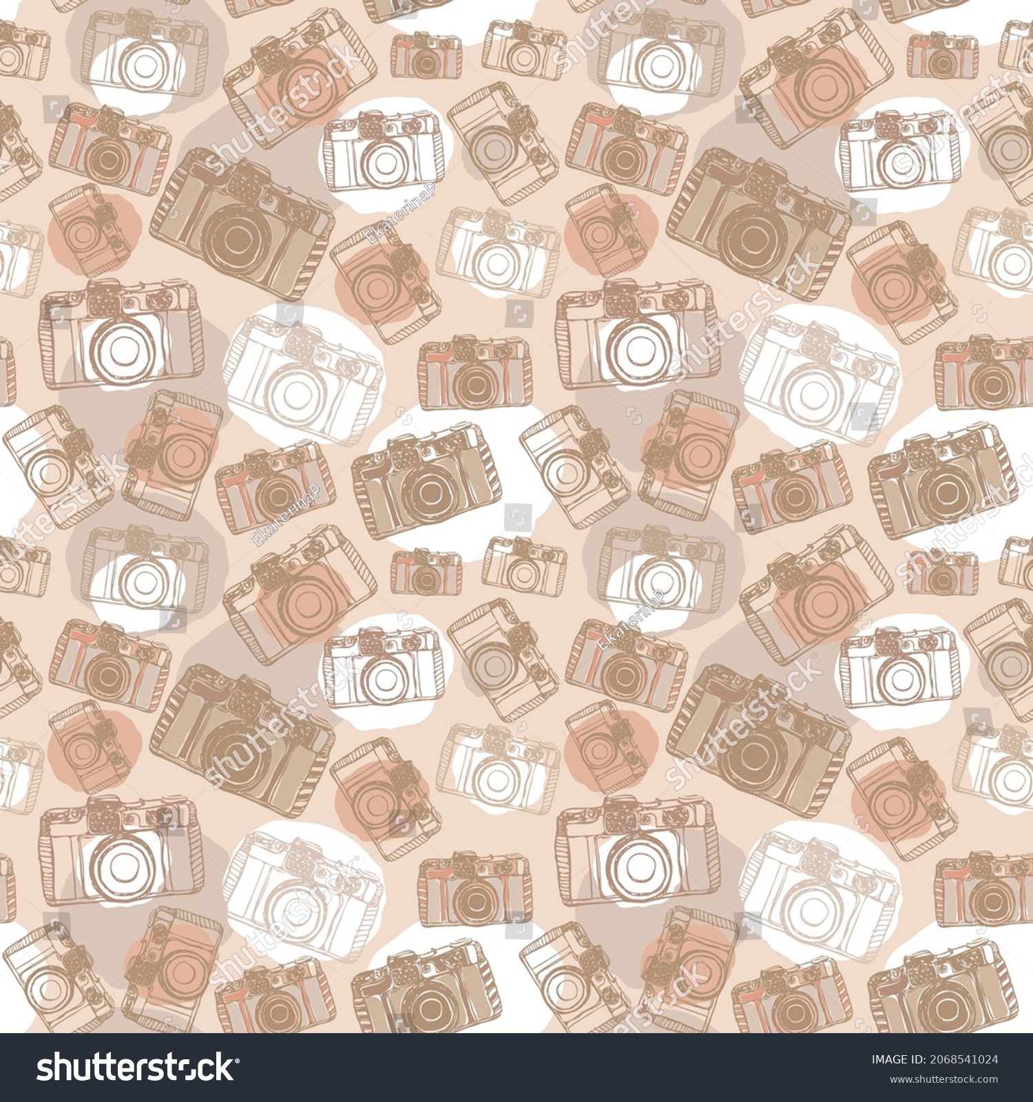 Photo camera white Sepia Caramel bronze Rust brown background doodle ...