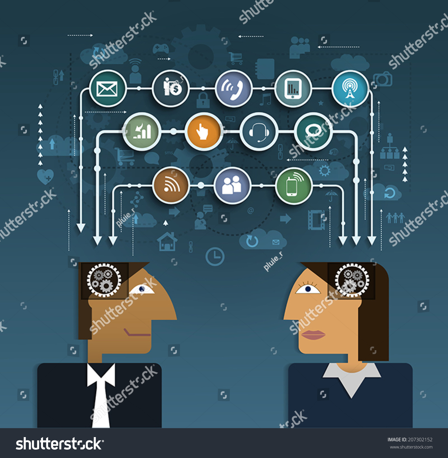 Business people with social network communication in the global ...