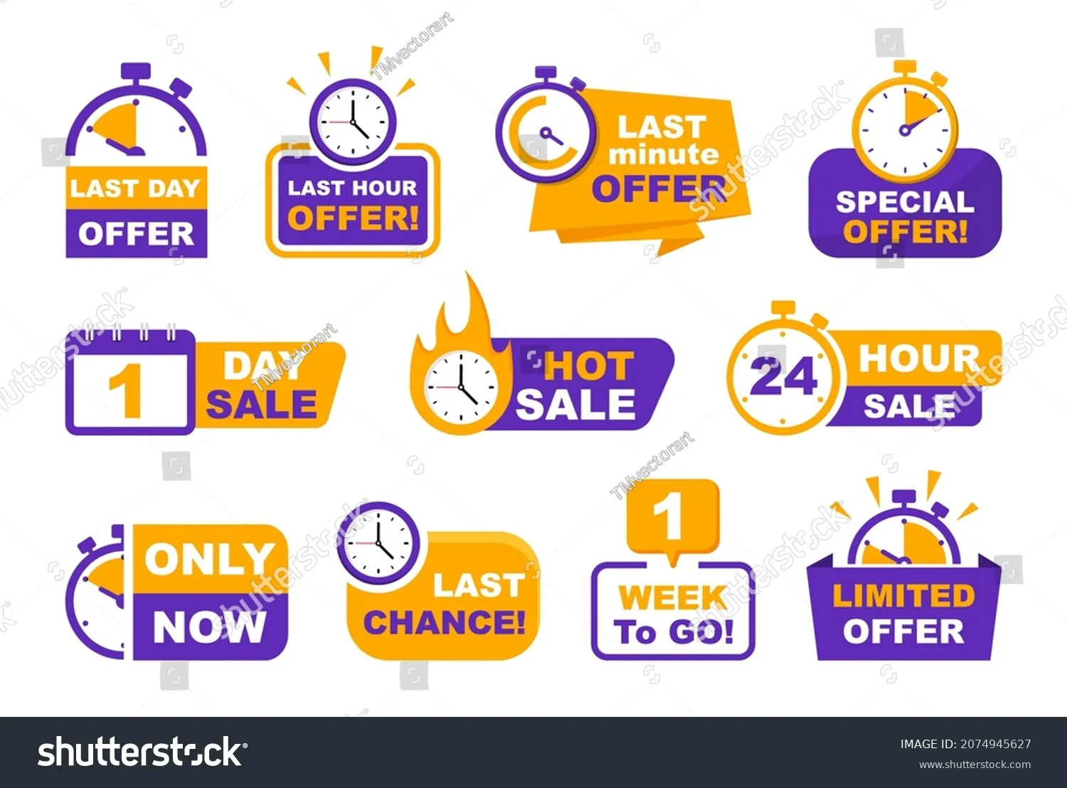 Set of sale countdown badges. Sale timer banners. Last day last hour ...