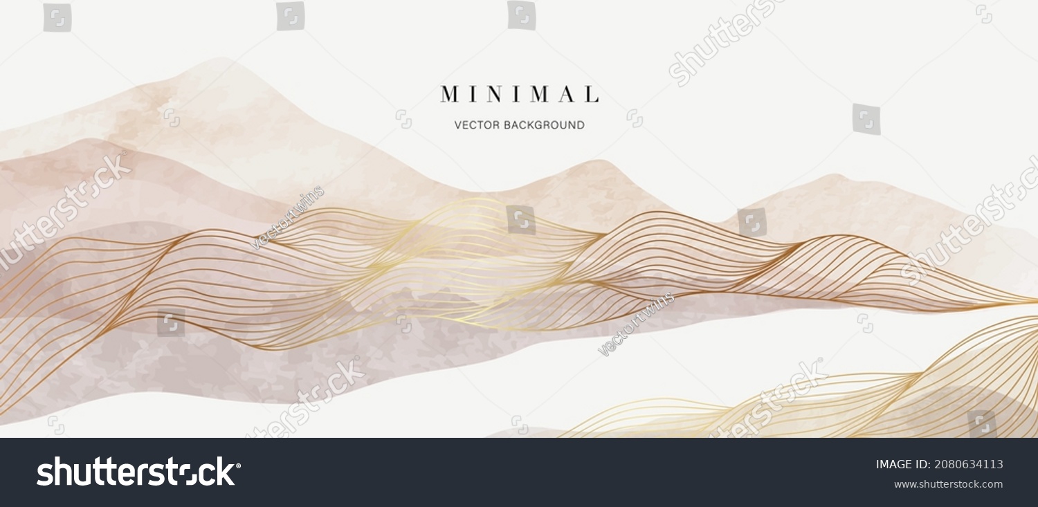 Abstract Mountain background vector. Minimal landscape art with ...