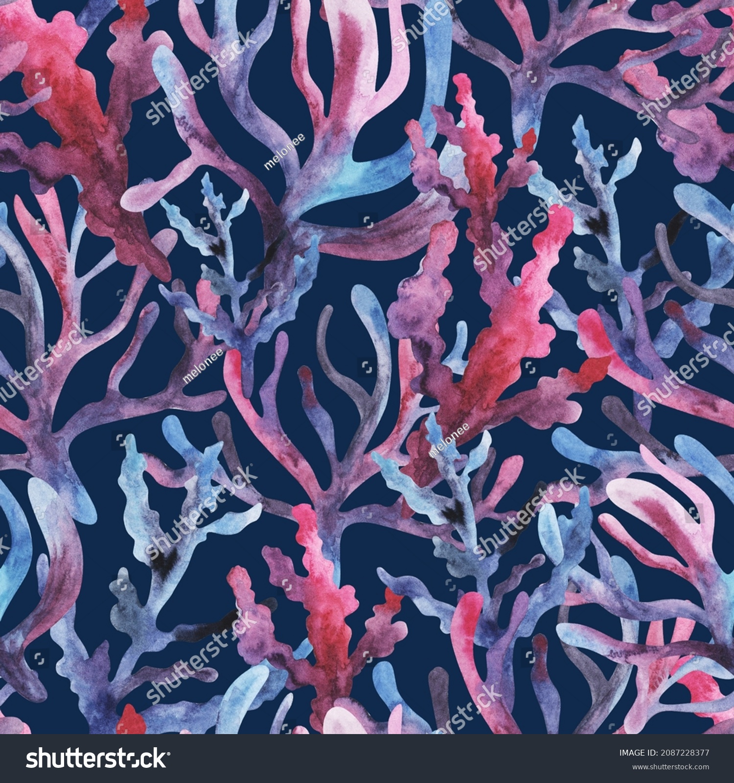 Seamless pattern with violet blua and pink corals algae abstract for ...