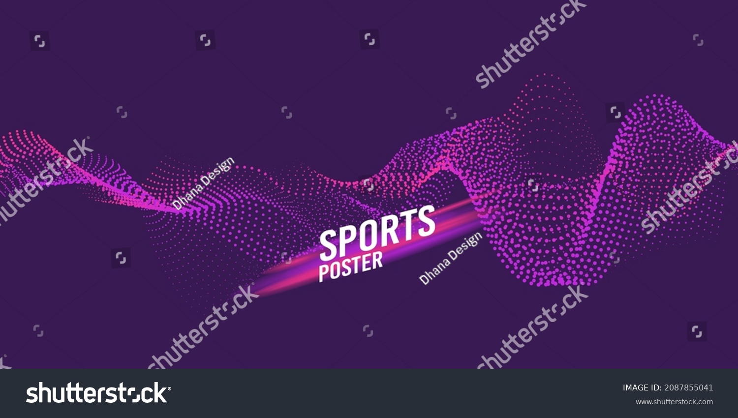 Modern colored poster for sports. Wave with dots created using blend ...