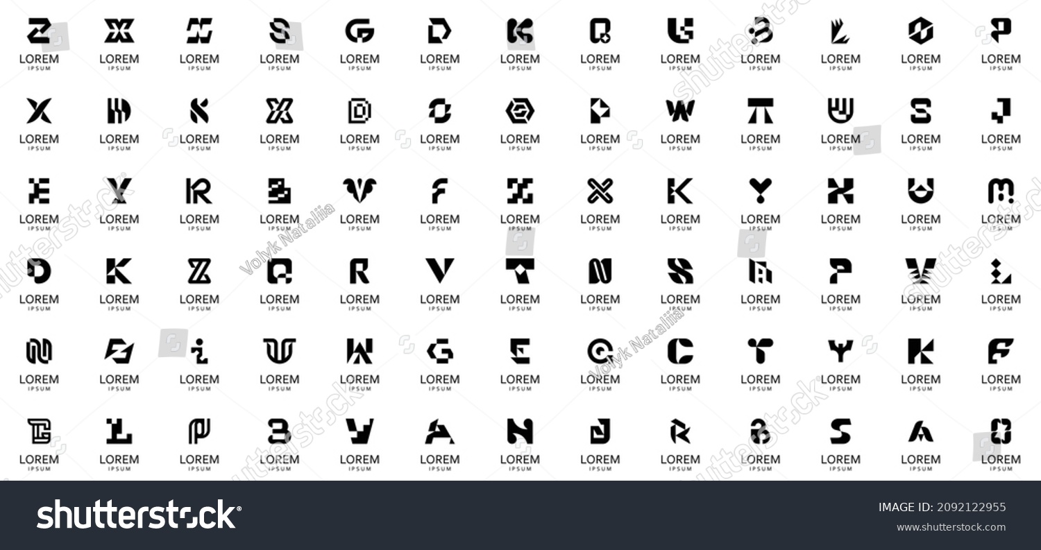 Abstract logos collection with letters. Geometric abstract logos. Icon ...