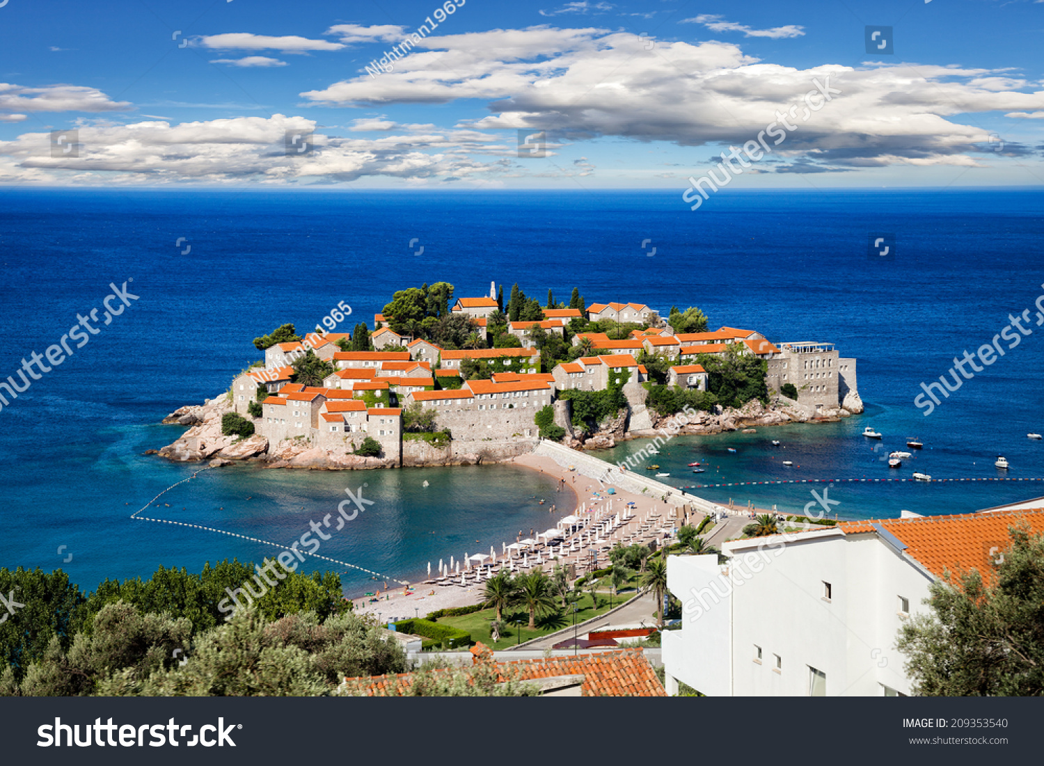 The historic island of Sveti Stefan in Montenegro._站酷海洛_正版图片_视频_字体_音乐素材 ...