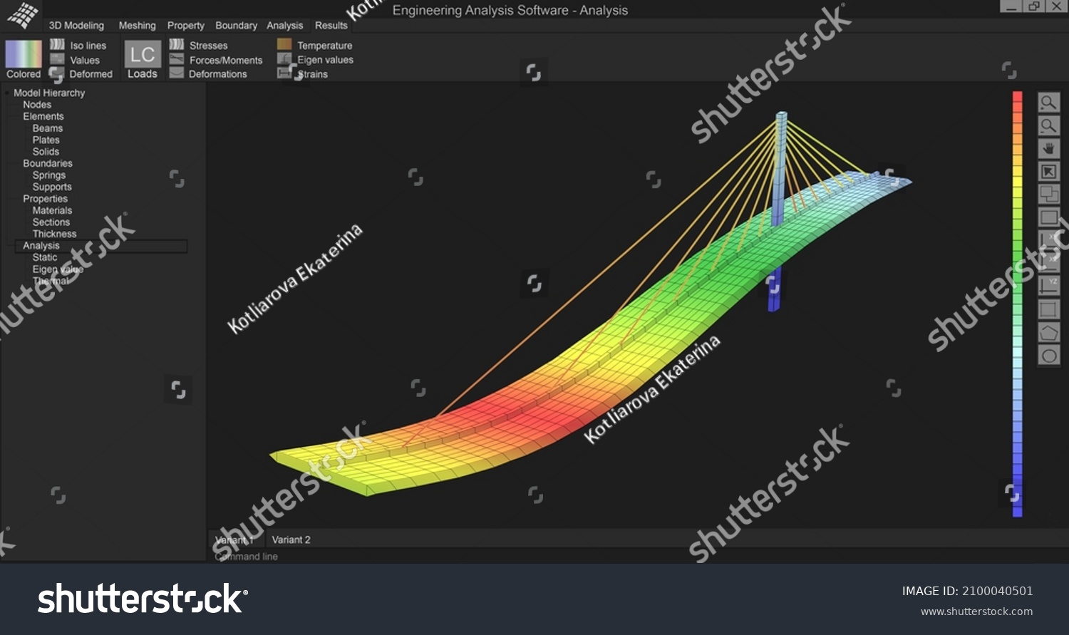 Bridge structural analysis program interface - stress fields in a cable-stayed bridge ...