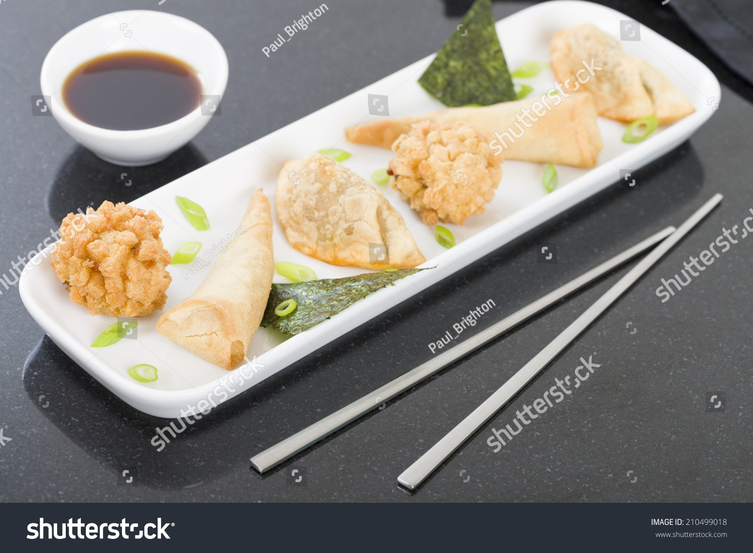 Fried Asian Snacks - Deep fried Oriental starters served with soy based ...