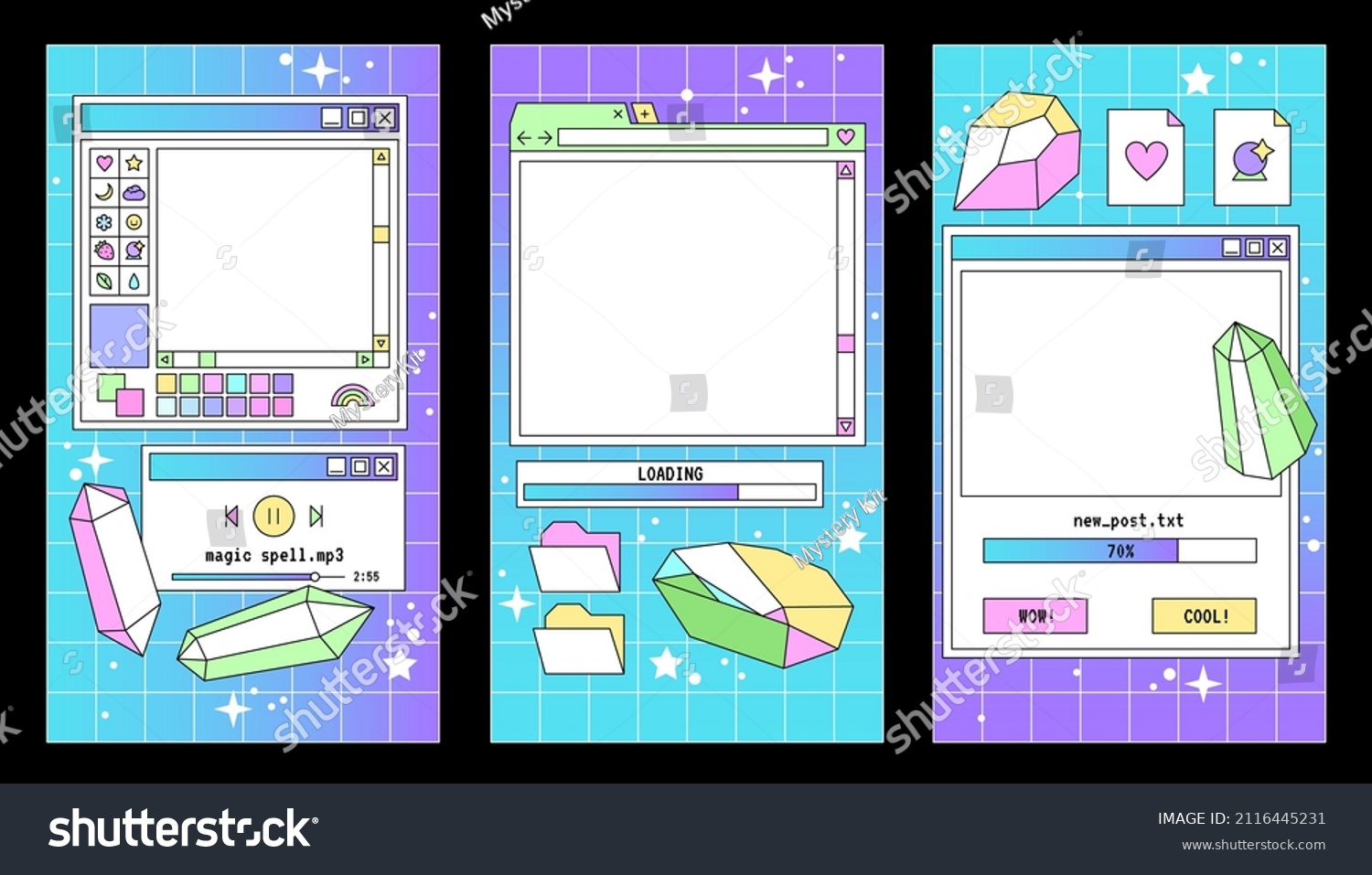 Linear vaporwave Ig stories templates. Social media set design ...