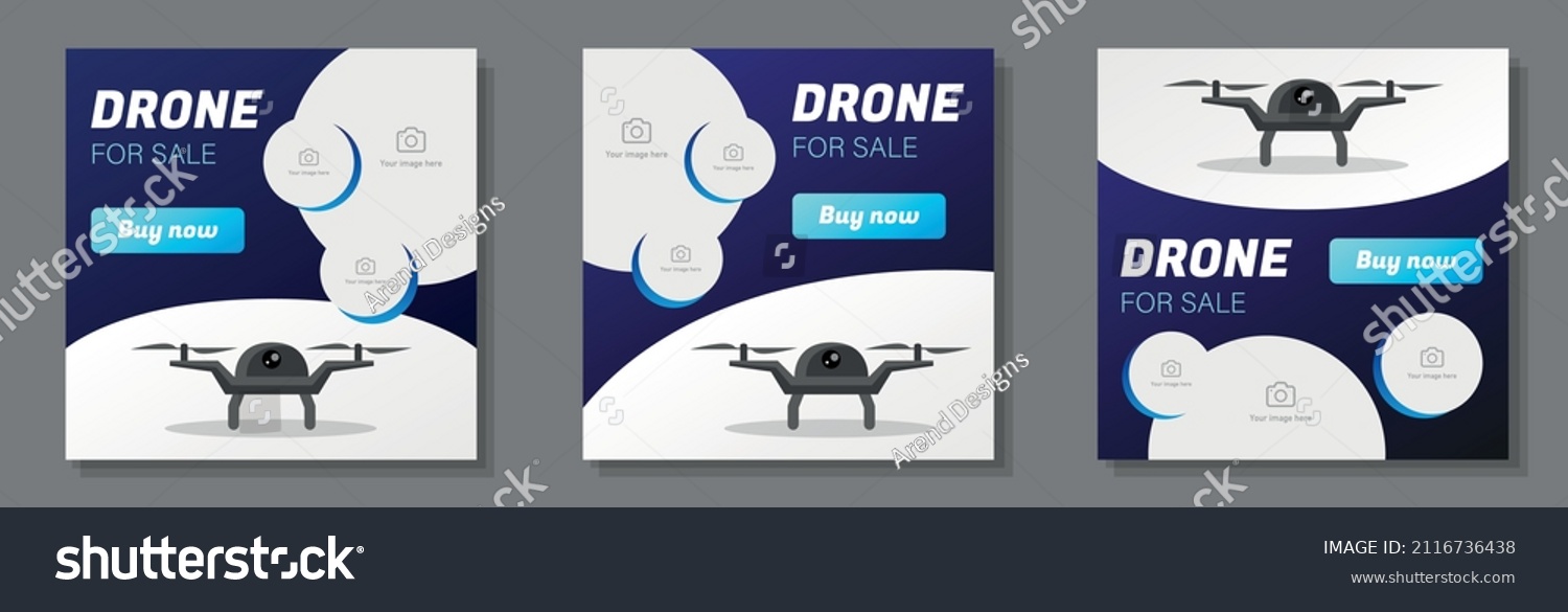 Drone for sale social media post banner set flying aircraft product ...