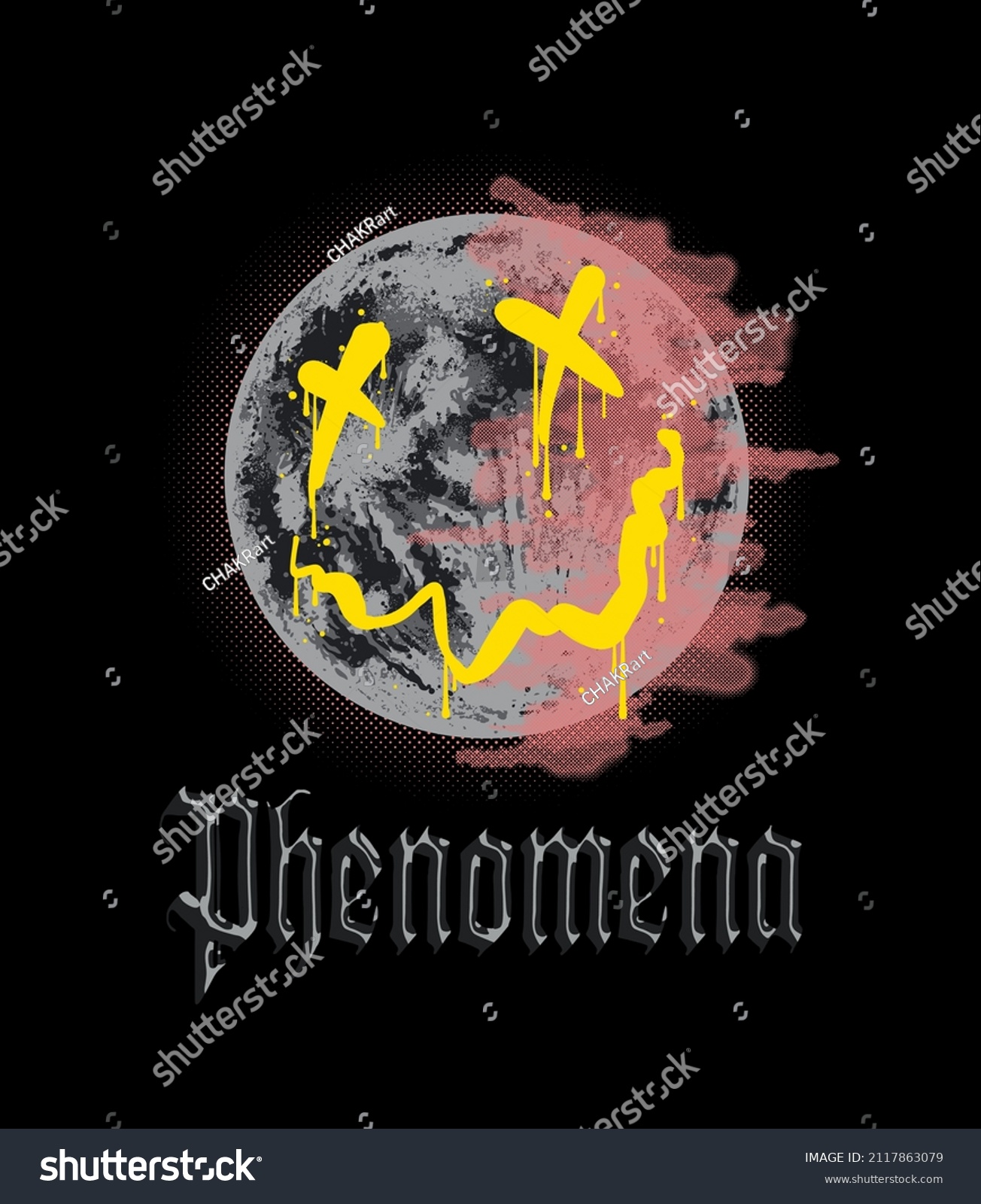 moon and happy smile emoji icon illustration with slogan print design_站 ...