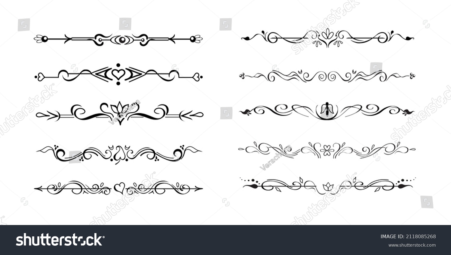 Ornate retro text delimiters paragraph dividers page footer decoration ...