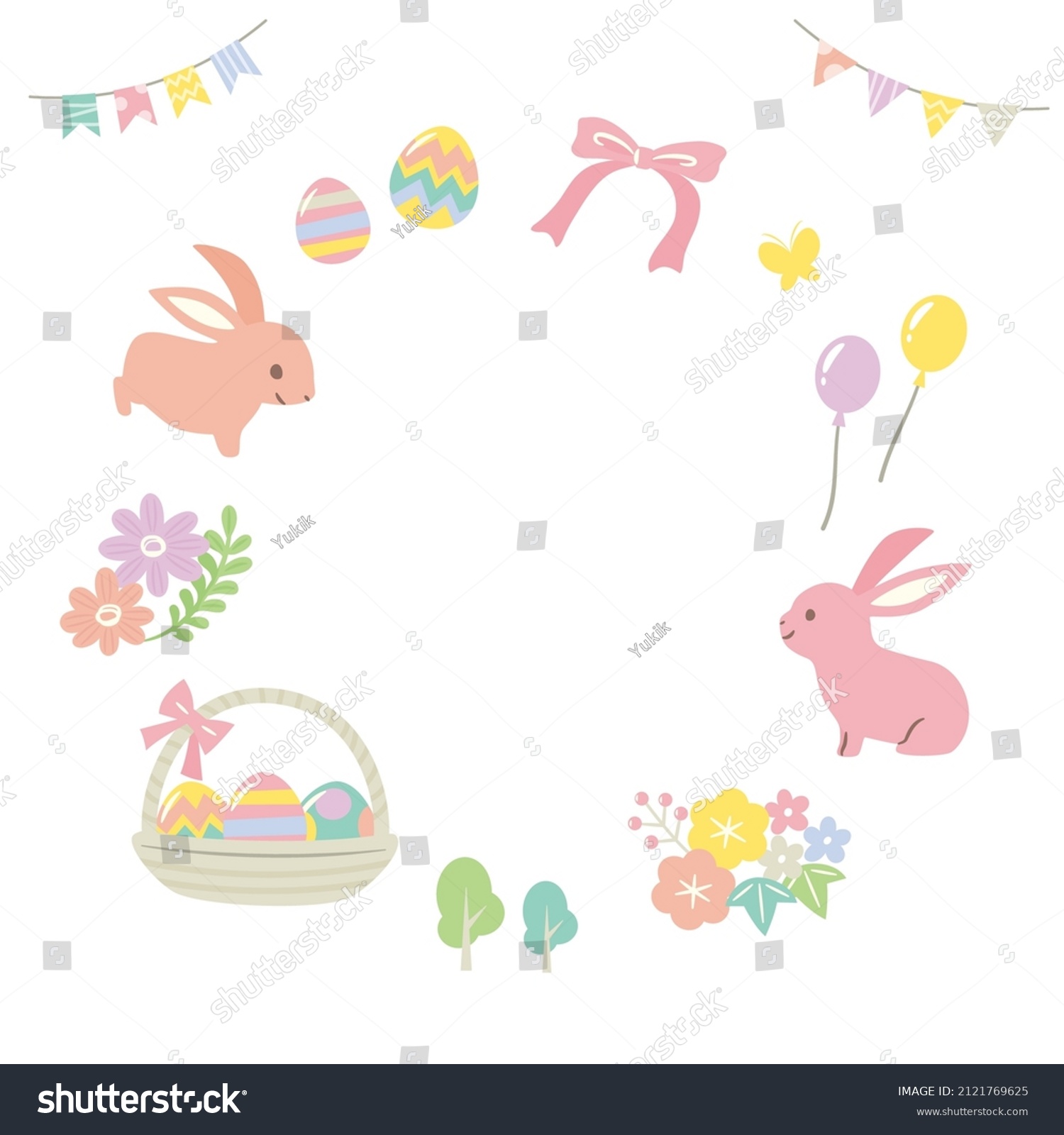 easter illustration with bunnies and easter eggs_站酷海洛_正版图片_视频_字体_音乐素材交易 ...