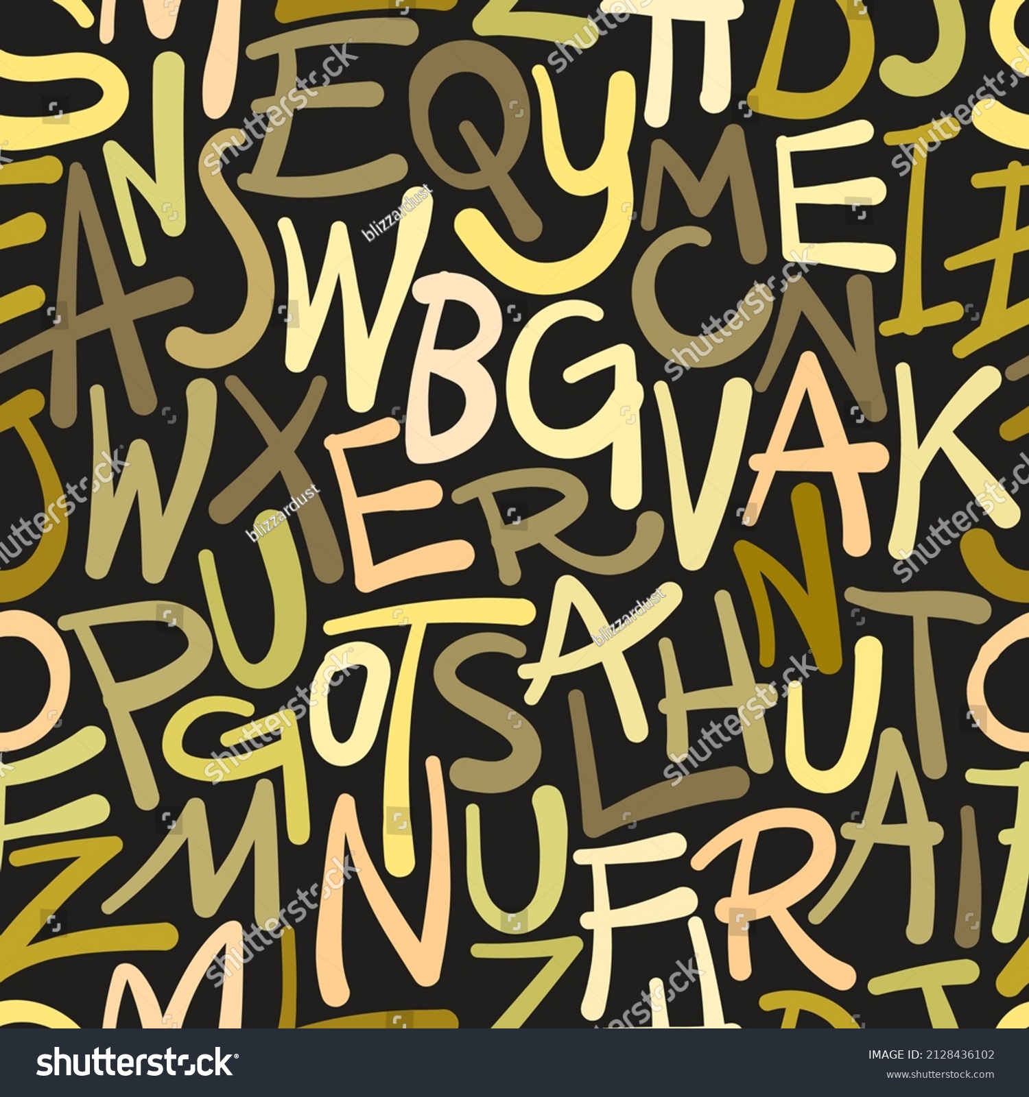 Colorful seamless hand drawn letters texture pattern with vector ...
