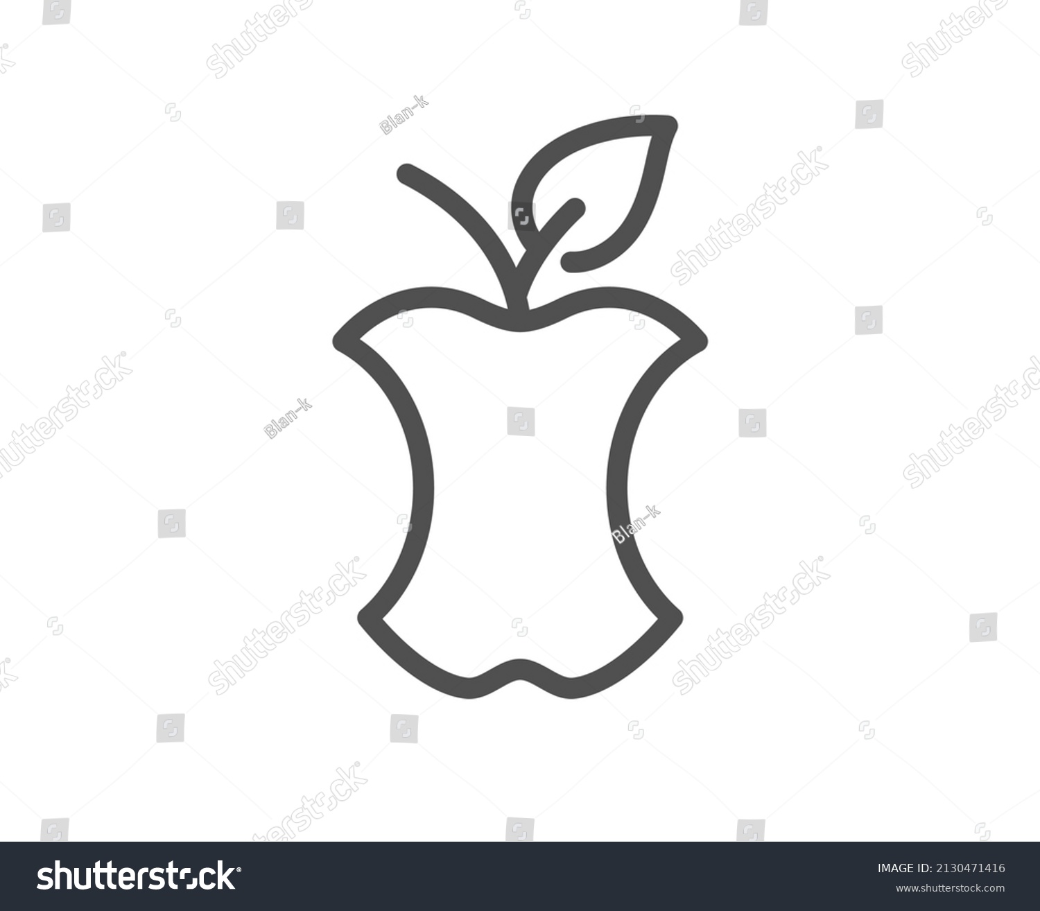 Organic waste line icon. Apple core sign. Leftover food products symbol ...