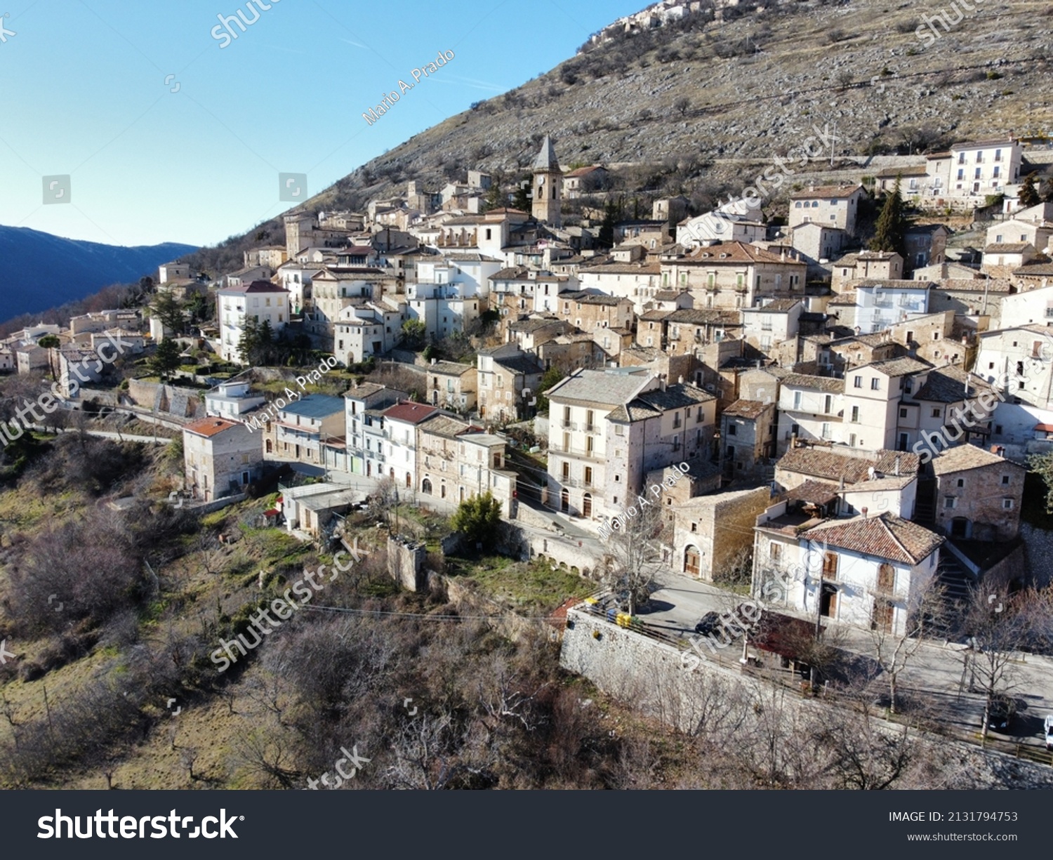 Aerial View of the Town of Calascio in the Mountains of L'Aquila ...