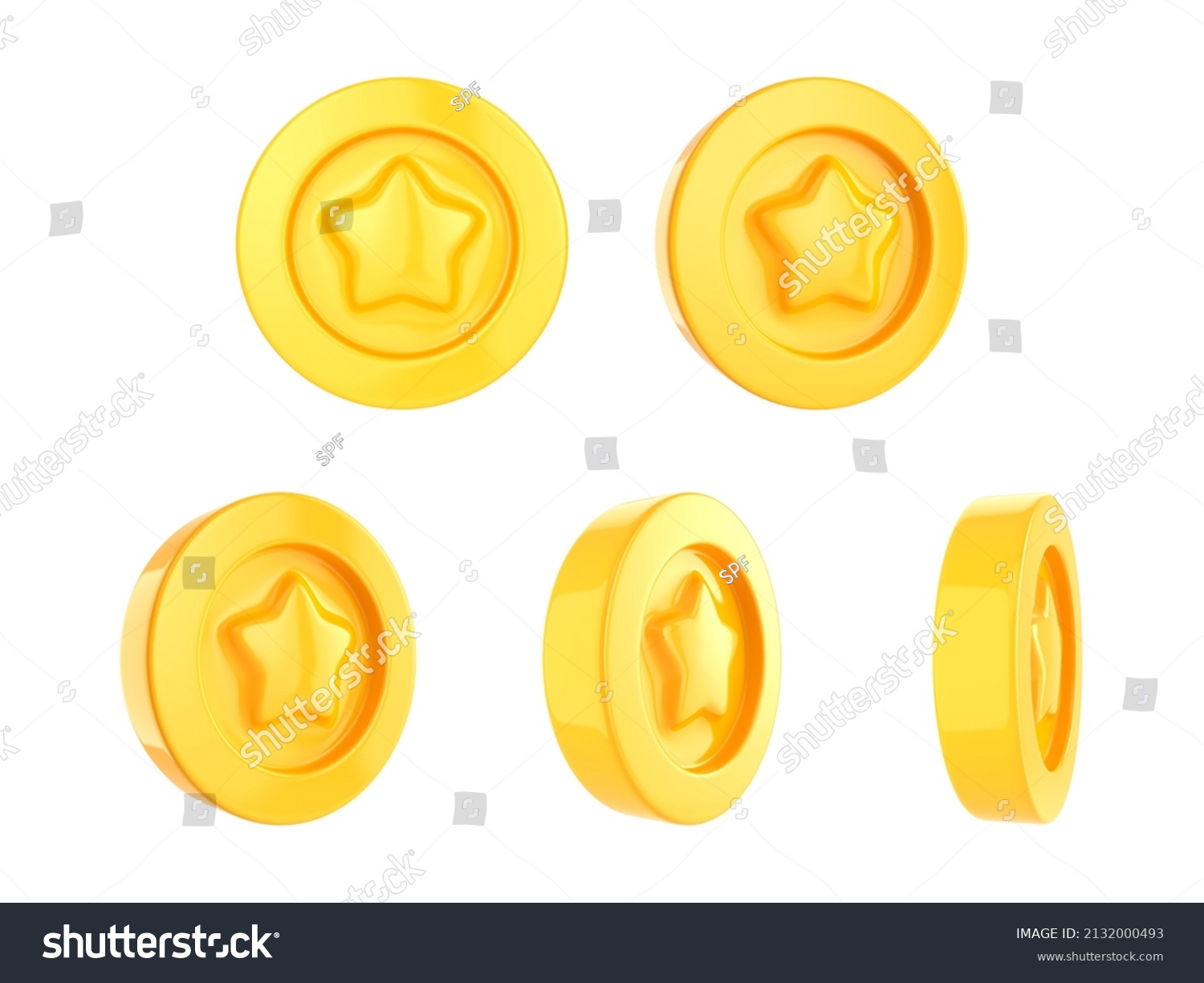 Coin rotation set to animation. Cartoon gold coins 3D illustration ...