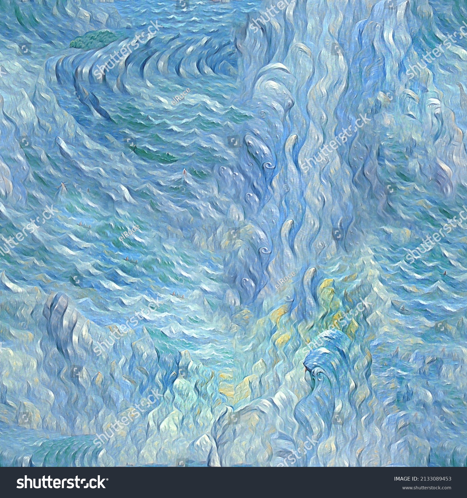 Sea wave seamless tileable texture illustration. Tile pattern of ...