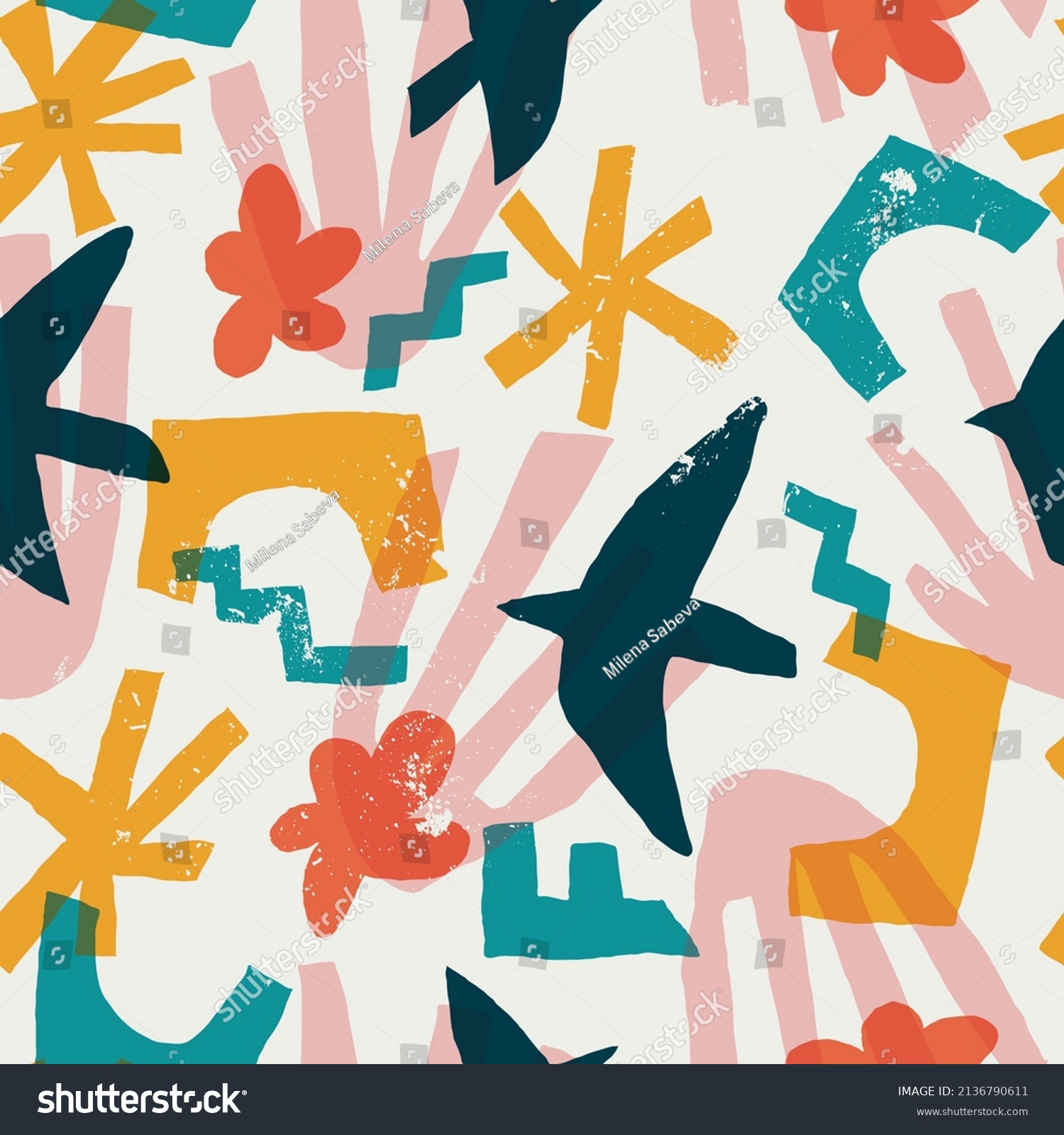 Seamless pattern of a colorful abstract paper cut background elements_站 ...