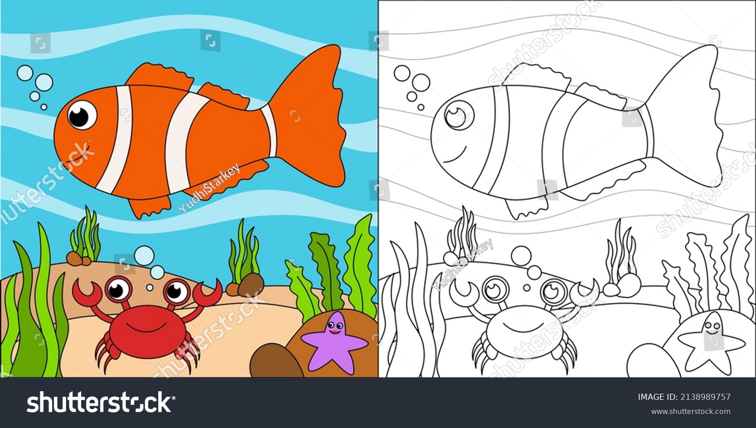 Saltwater fish suitable for children's coloring page vector ...