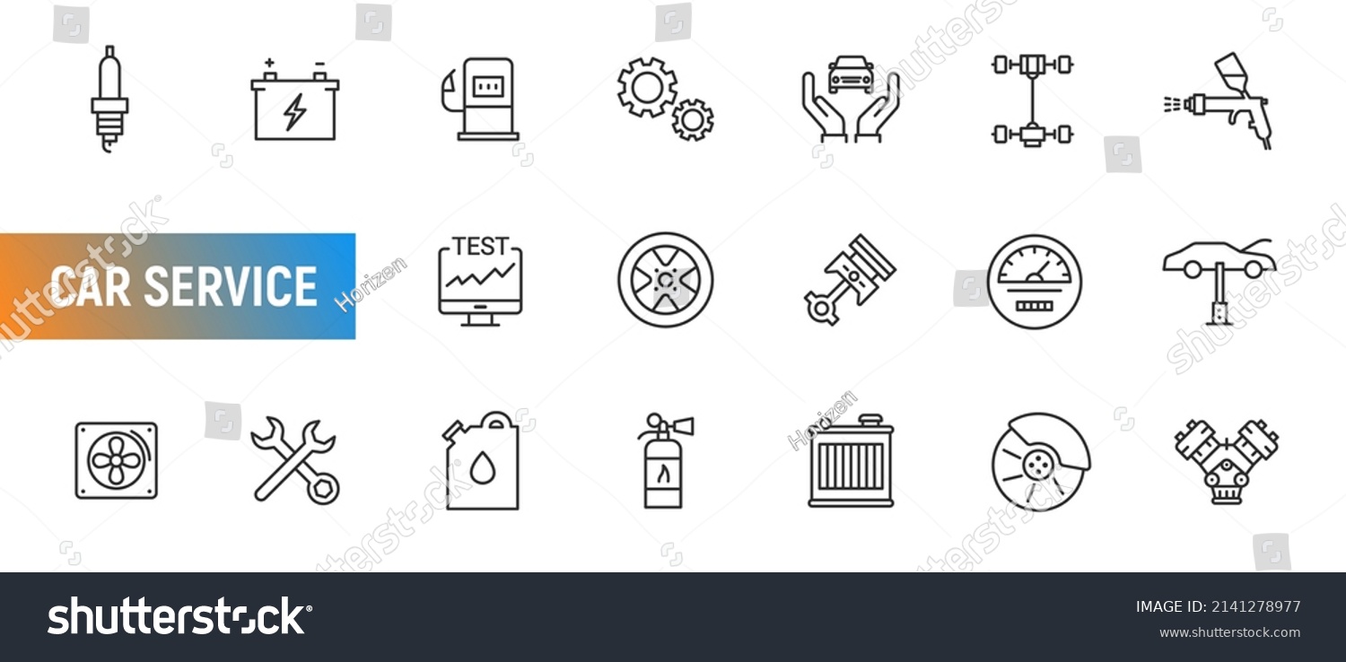 Car service line icon set. Mechanic vector garage automotive service ...