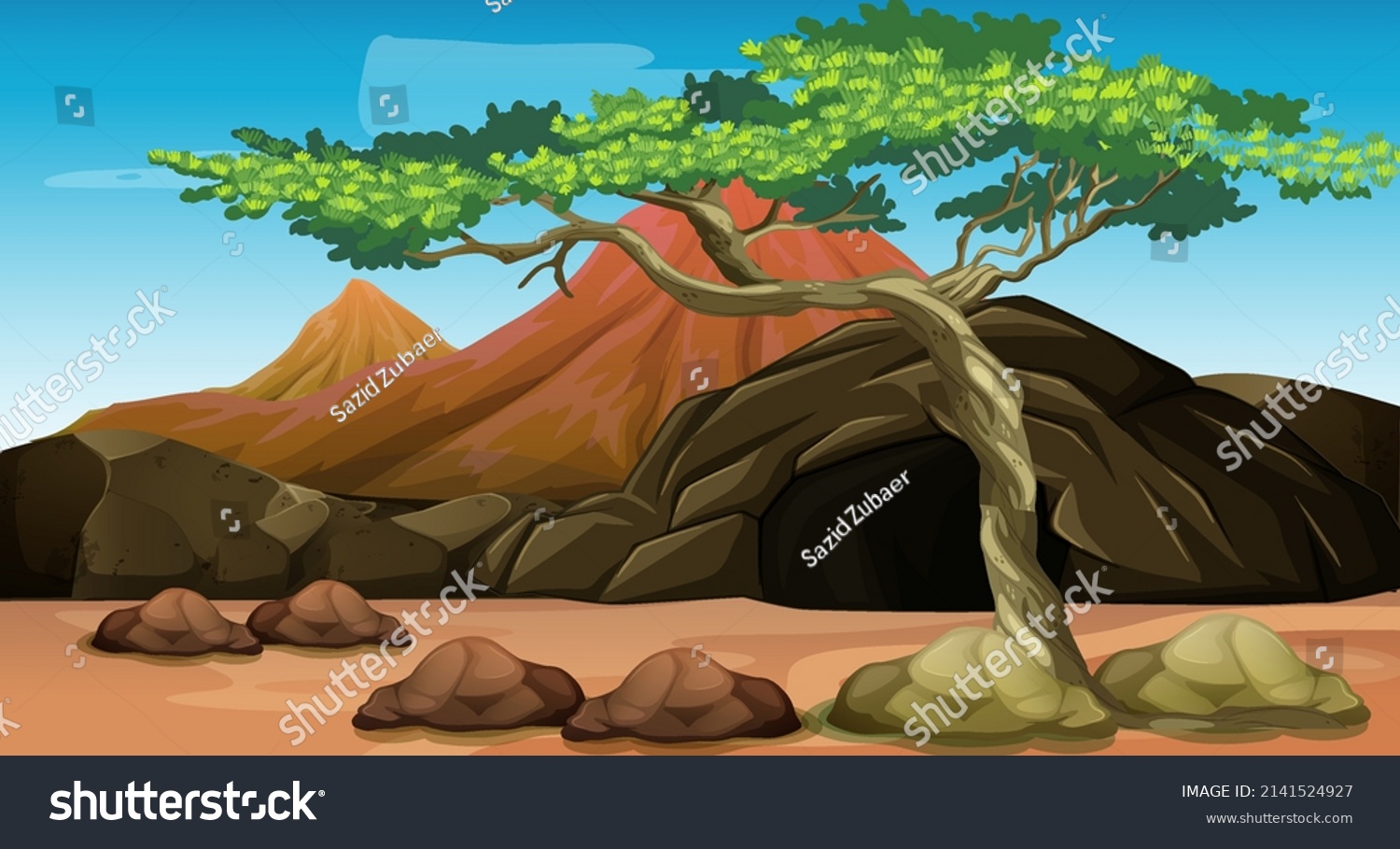 Cave illustration in a day light some rock is here and there._站酷海洛_正版图片 ...