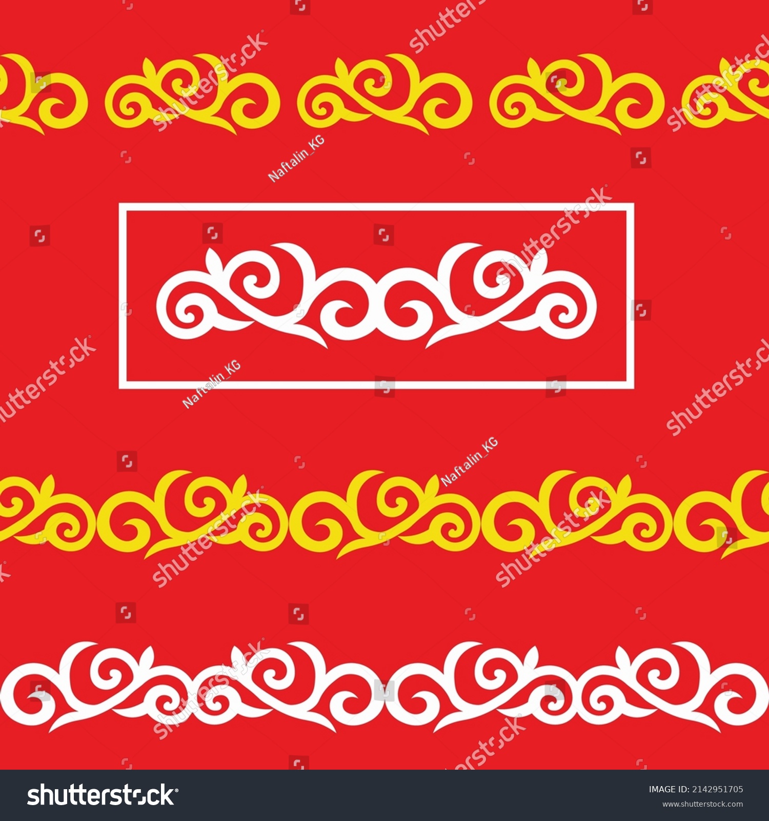 Set of 3 seamless border and vector ornamental elements with motifs of ...