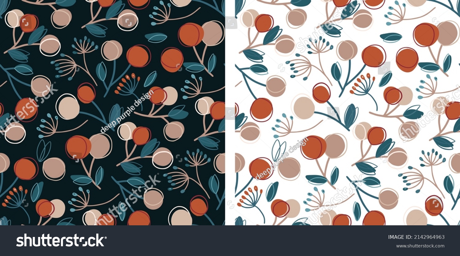 Nordic Scandinavian Seamless Floral Pattern Vector Can be used for ...
