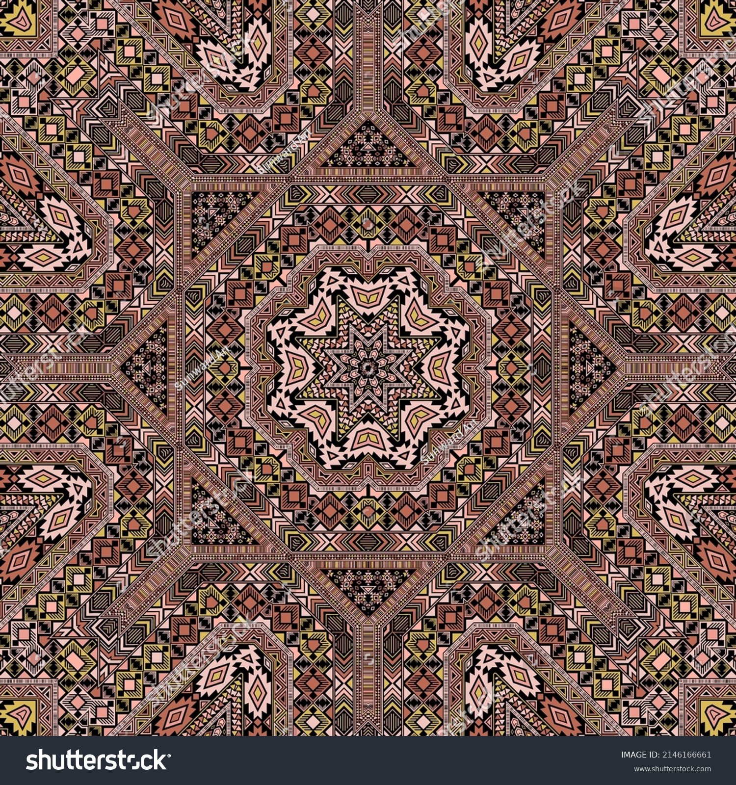 Vibrant seamless pattern with geometric elements composition. Ethnic ...