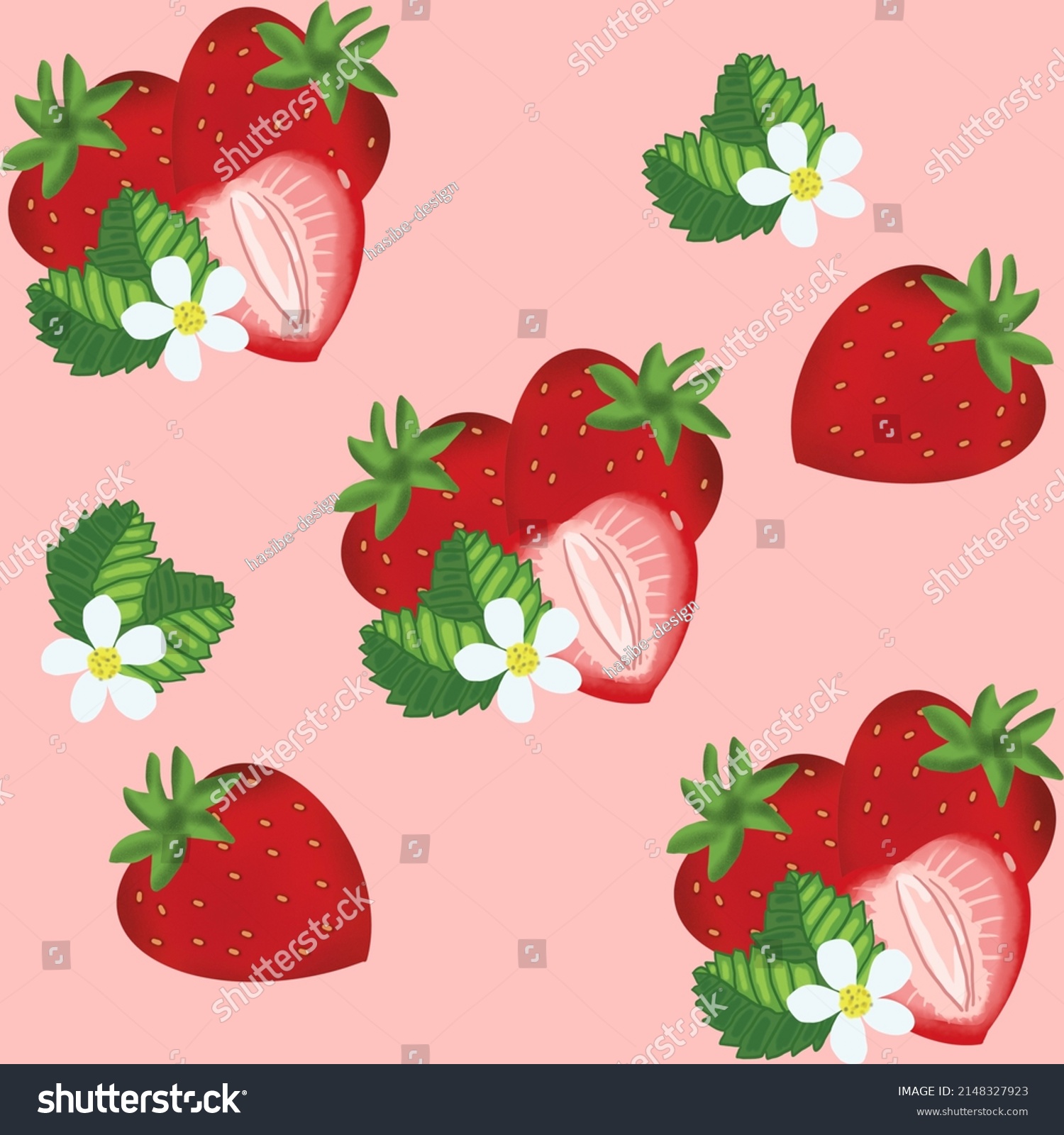 Strawberry Flower Leaf Strawberry Season Design Trendy Colors Fashion ...
