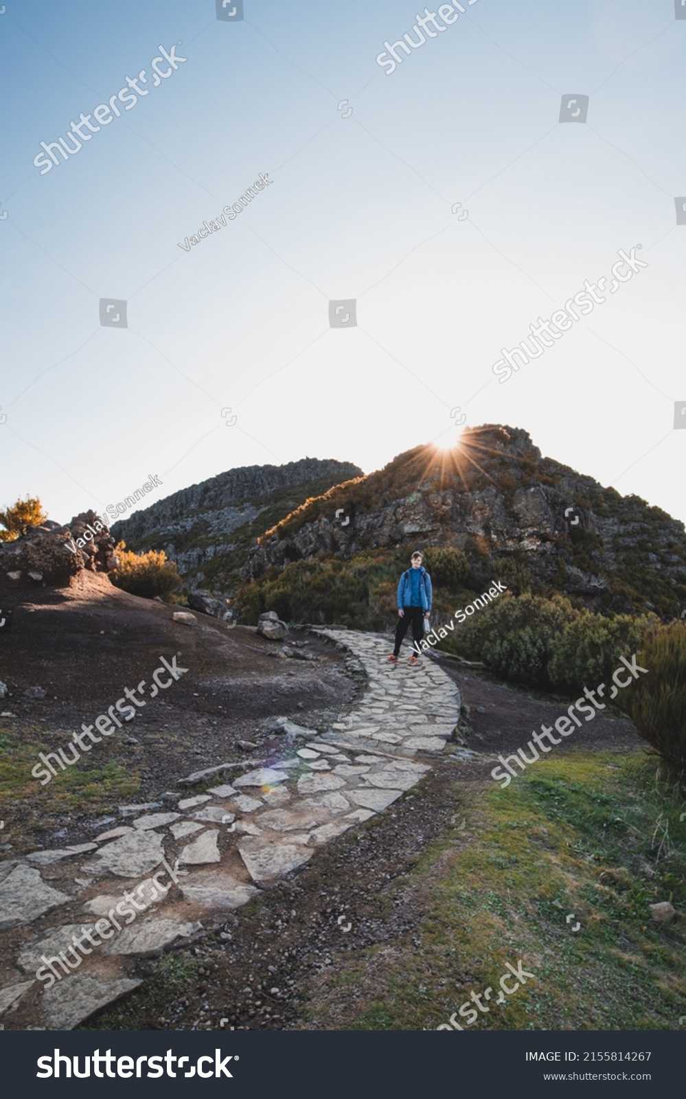 Hiking trail under the Encumeada Baixa mountain with a destination on ...