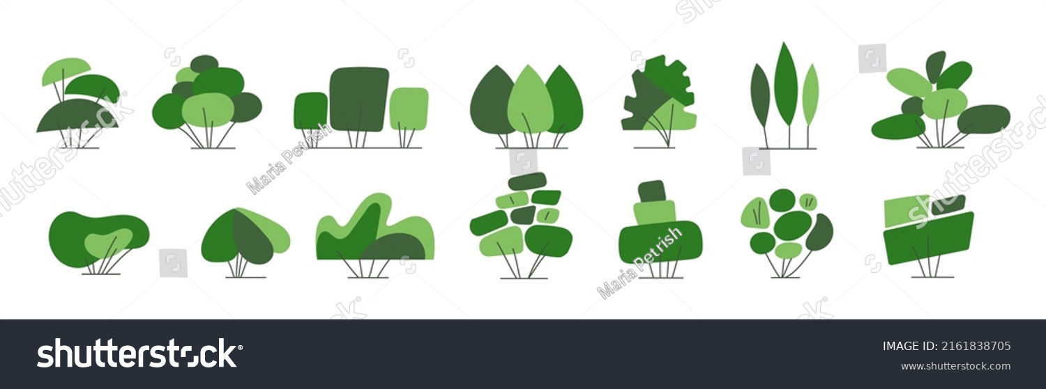 Shrub bush shrubbery tree simple abstract flat cartoon vector ...