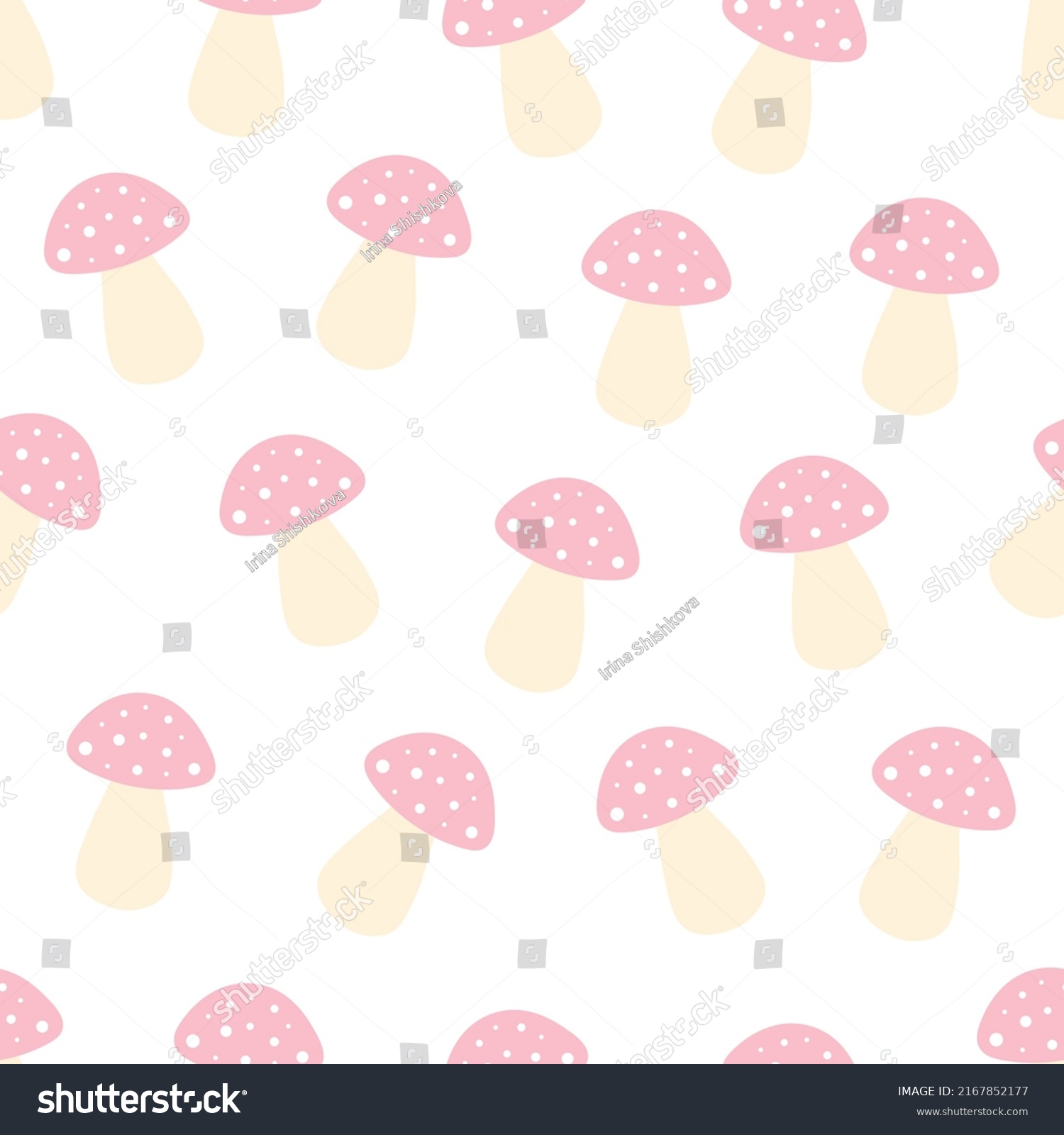 Seamless pattern pink mushroom vector illustration_站酷海洛_正版图片_视频_字体_音乐素材 ...