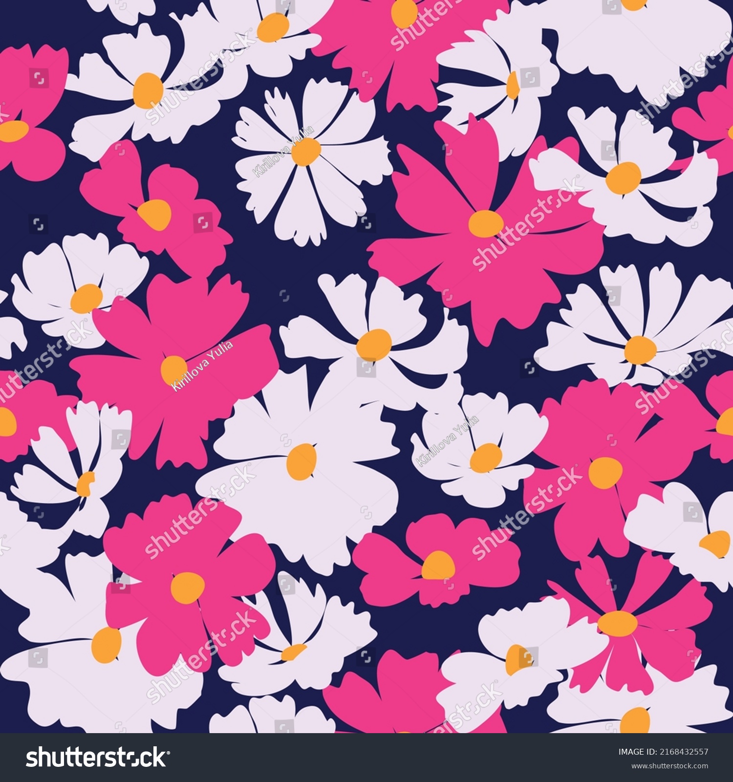 Cosmos flower seamless pattern vector illustration. Floral seamless ...
