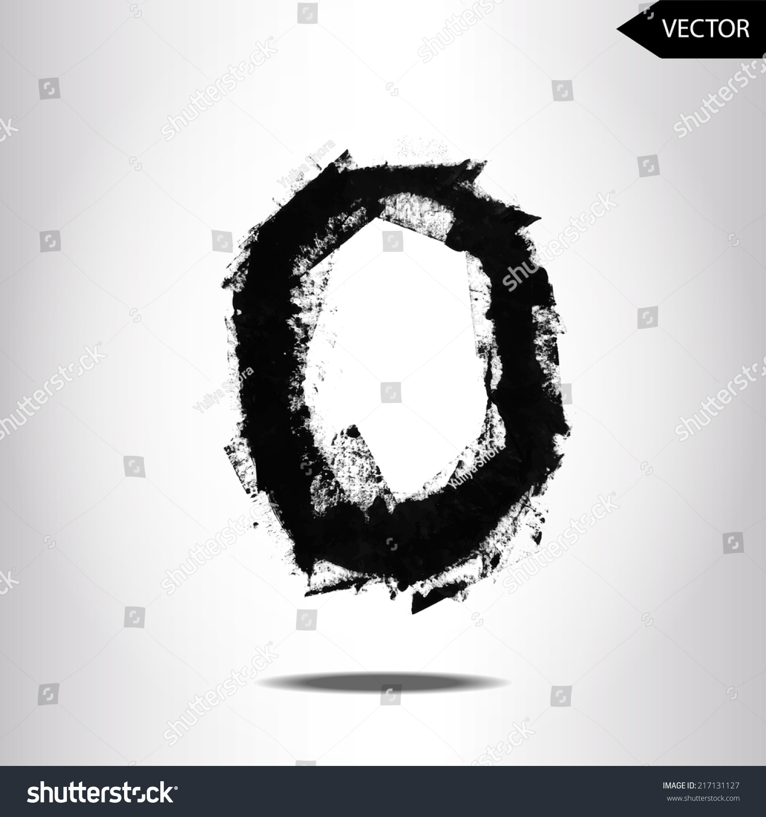abstract hand written ink vector grunge type number zero. grunge font ...