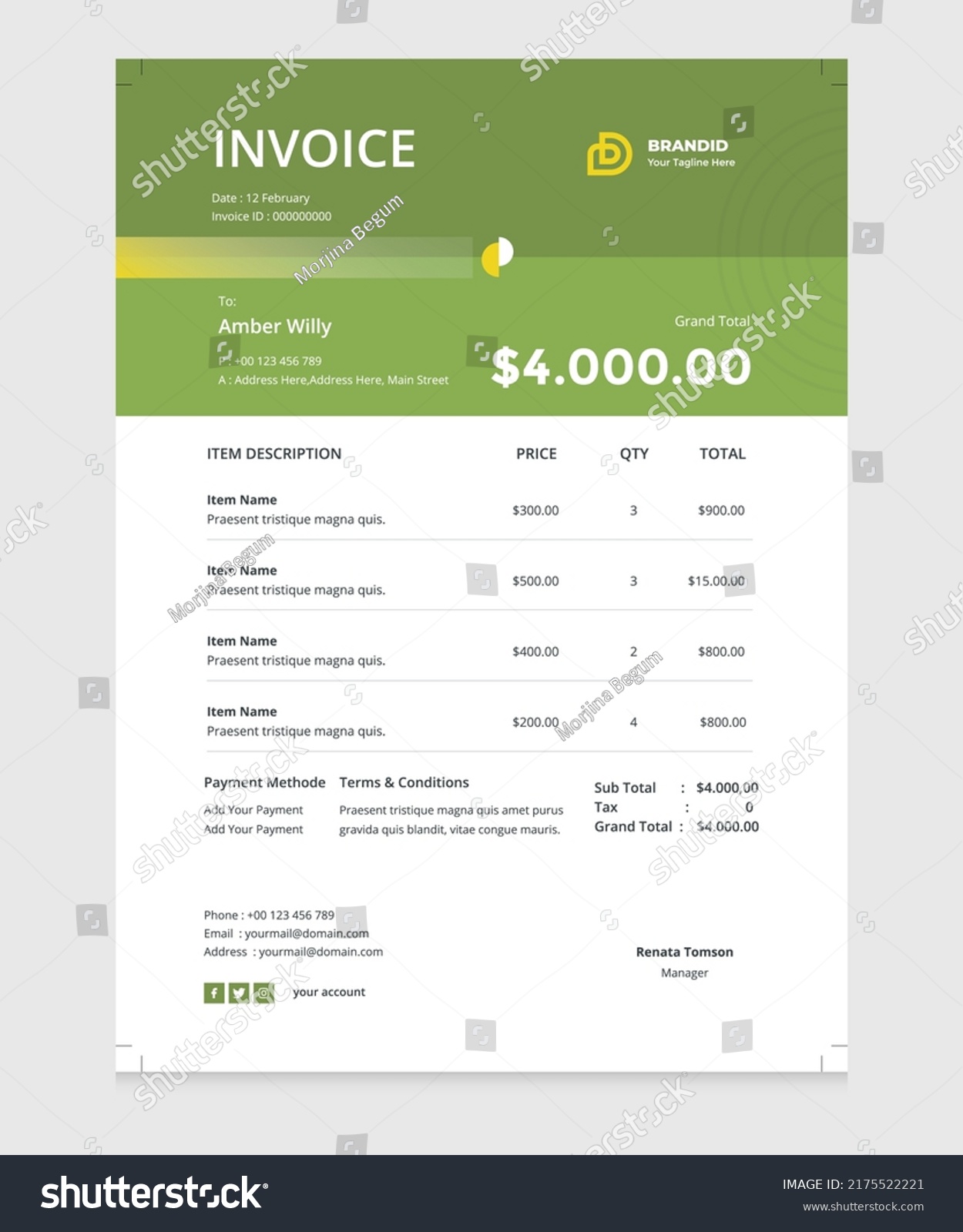 Invoice Template Design Corporate Invoice Design Template Business ...