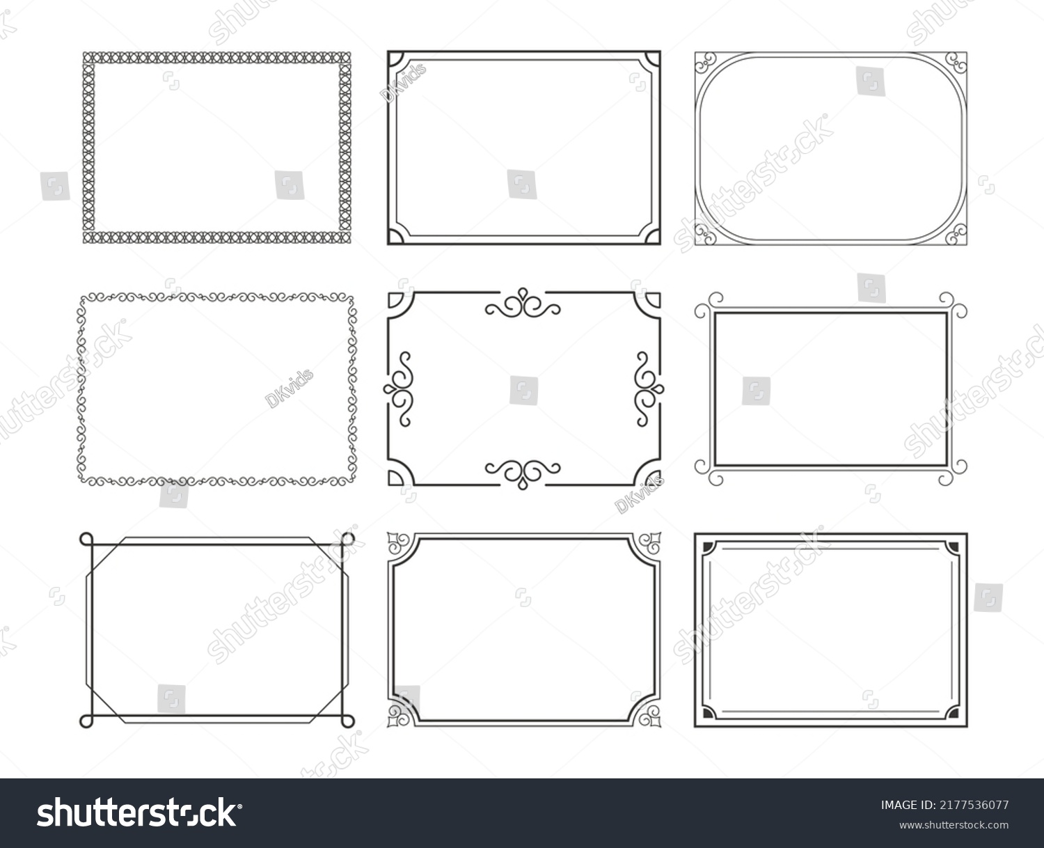 Set of simple frames vector illustration._站酷海洛_正版图片_视频_字体_音乐素材交易平台_站酷旗下品牌