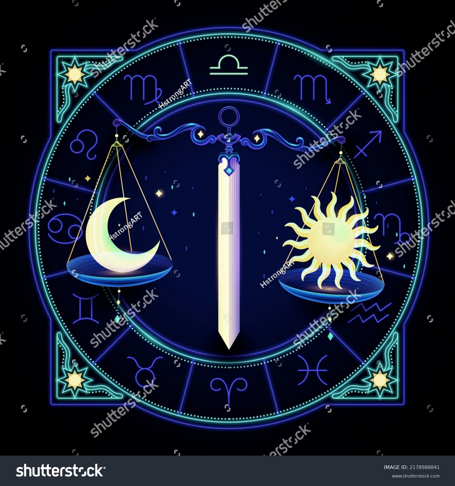 Libra zodiac sign represented by a pair of sword balance scales to ...