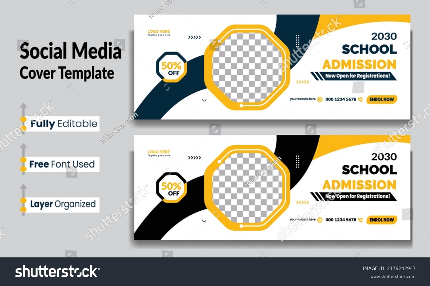 Creative School cover Admission Social Media Cover Banner Template ...